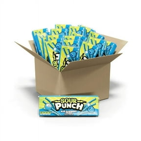 Sour Punch Blue Raspberry Chewy Candy Straws 2 oz Tray Sour Coated ...