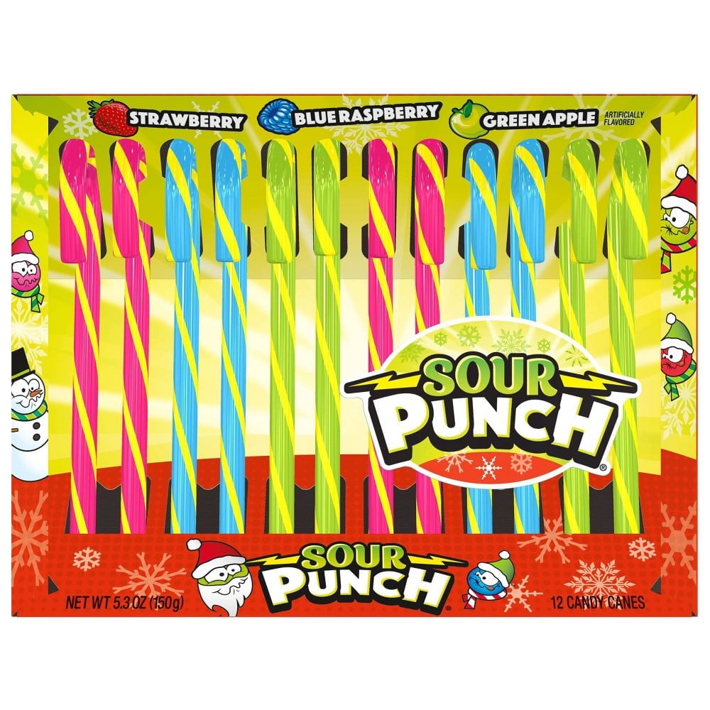 Sour Punch Holiday Candy Canes Box - 5.3oz - 12 Count - Walmart.com