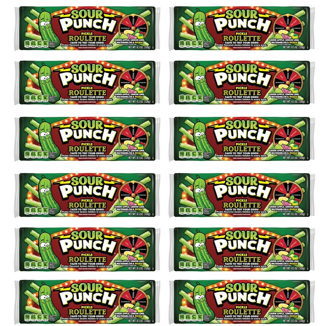 Sour Punch Straws Pickle Roulette | 4.5oz Pack of 12 | Fun Candy ...