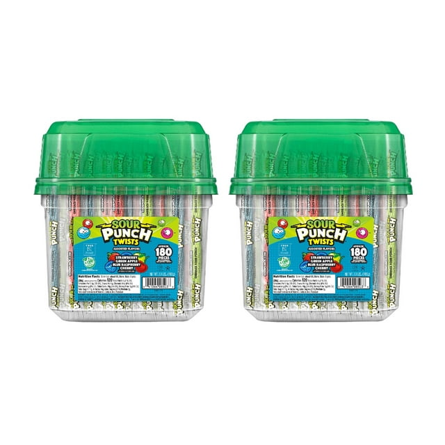 Sour Punch Twists, 6" Individually Wrapped Candy, Assorted Flavors, 180 ...