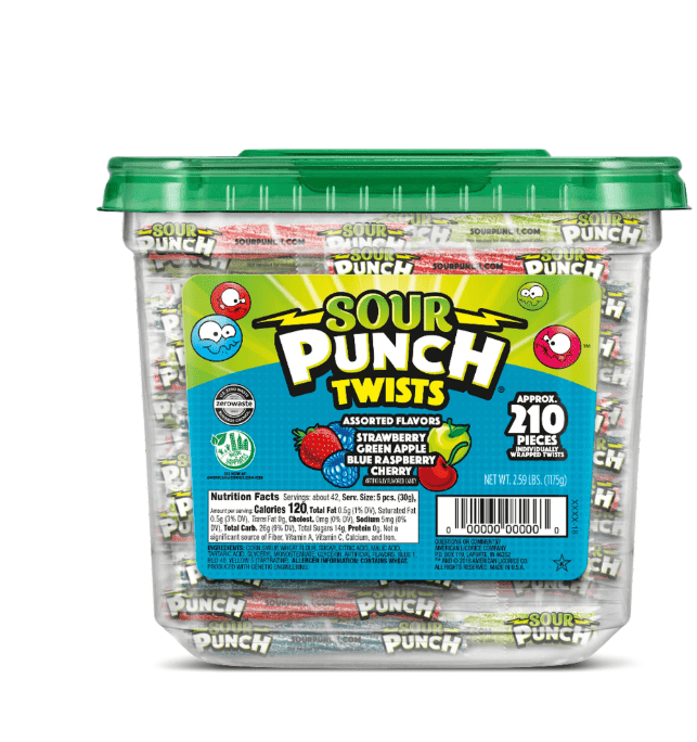 Sour Punch Twists, Individually Wrapped Candy, 2.59lb (210 Pieces ...