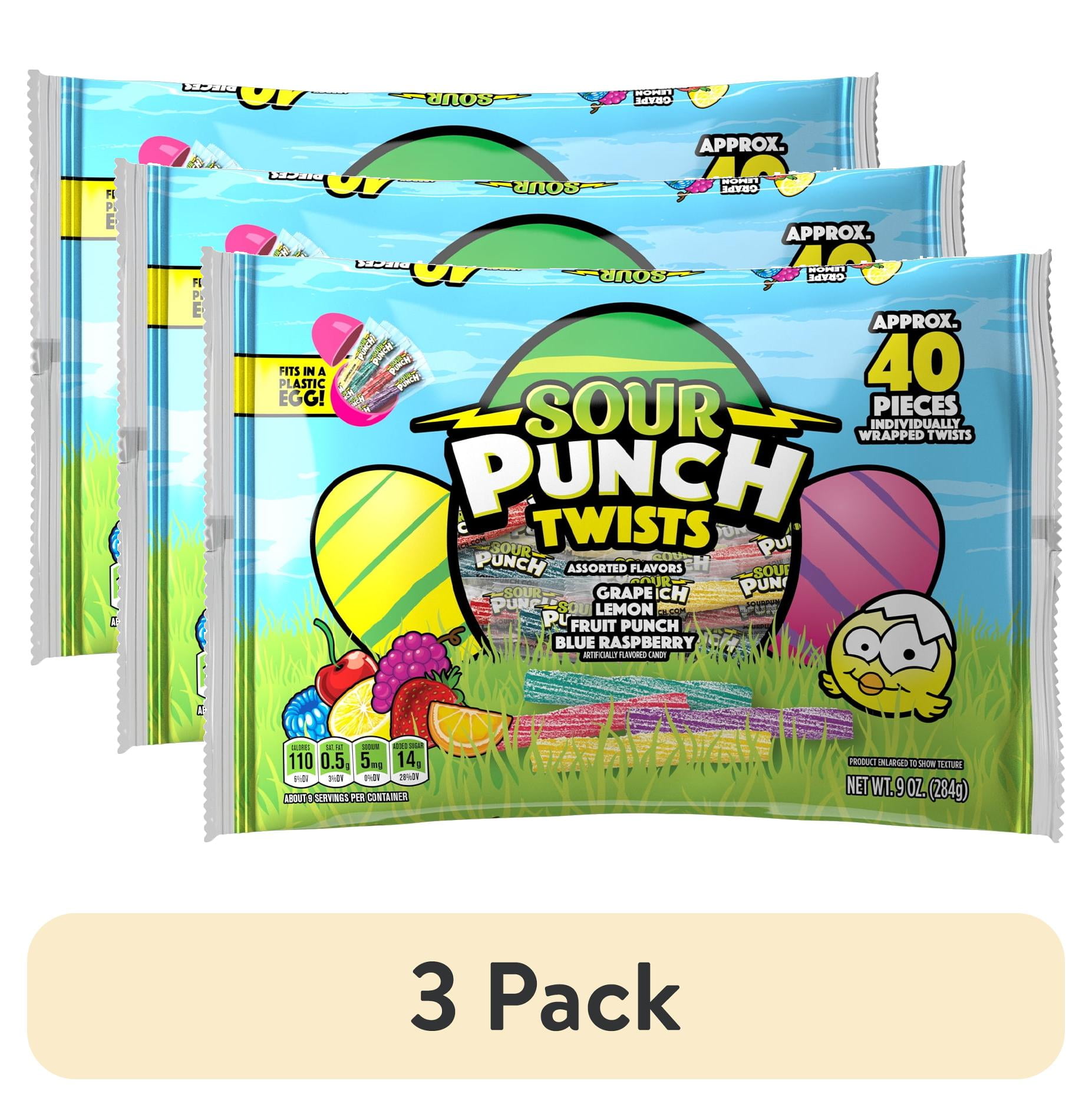 (3 pack) Sour Punch Twists Individually Wrapped Easter Candy, 9oz Bag ...