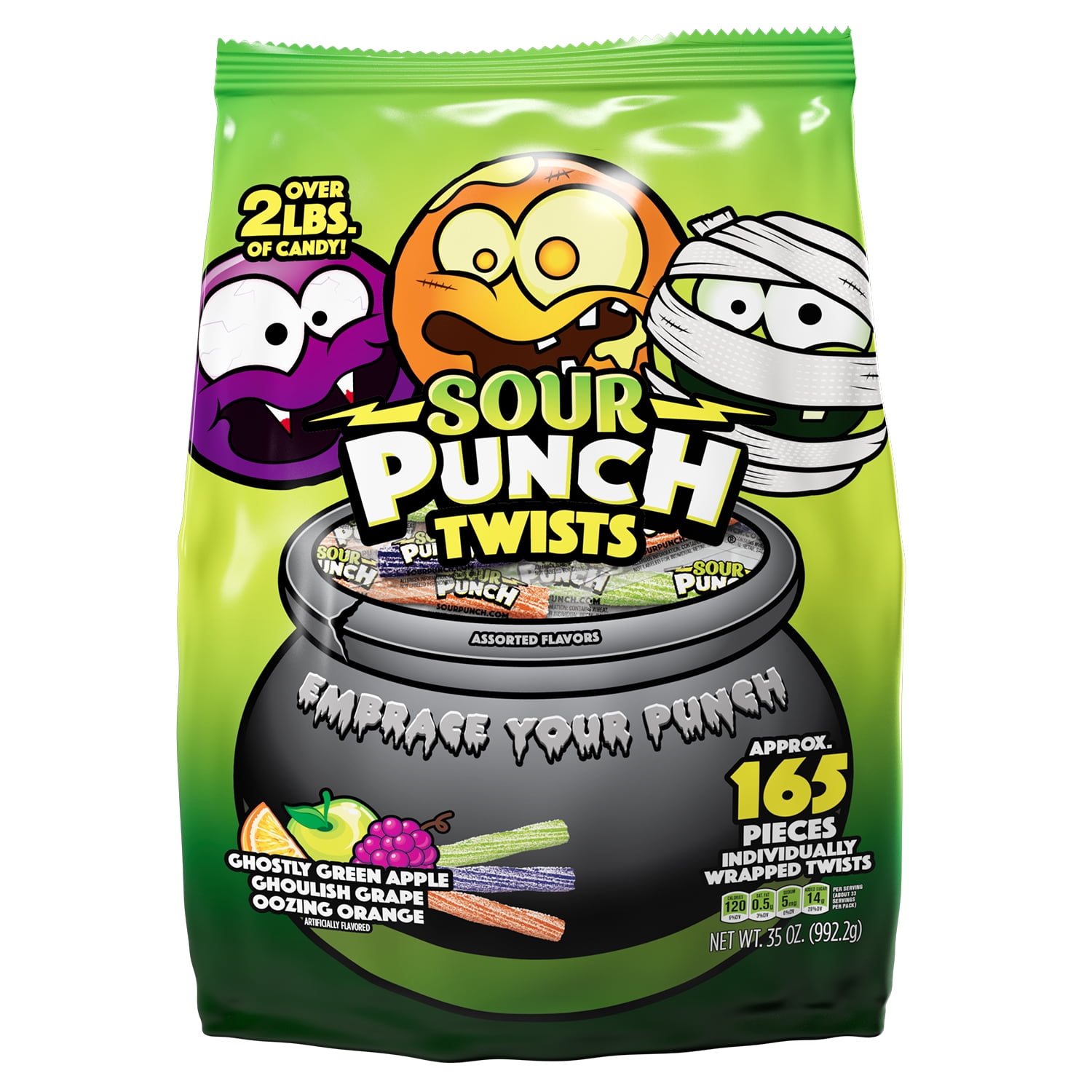 Sour Punch Twists Individually Wrapped Halloween Candy, 35oz Gusseted ...