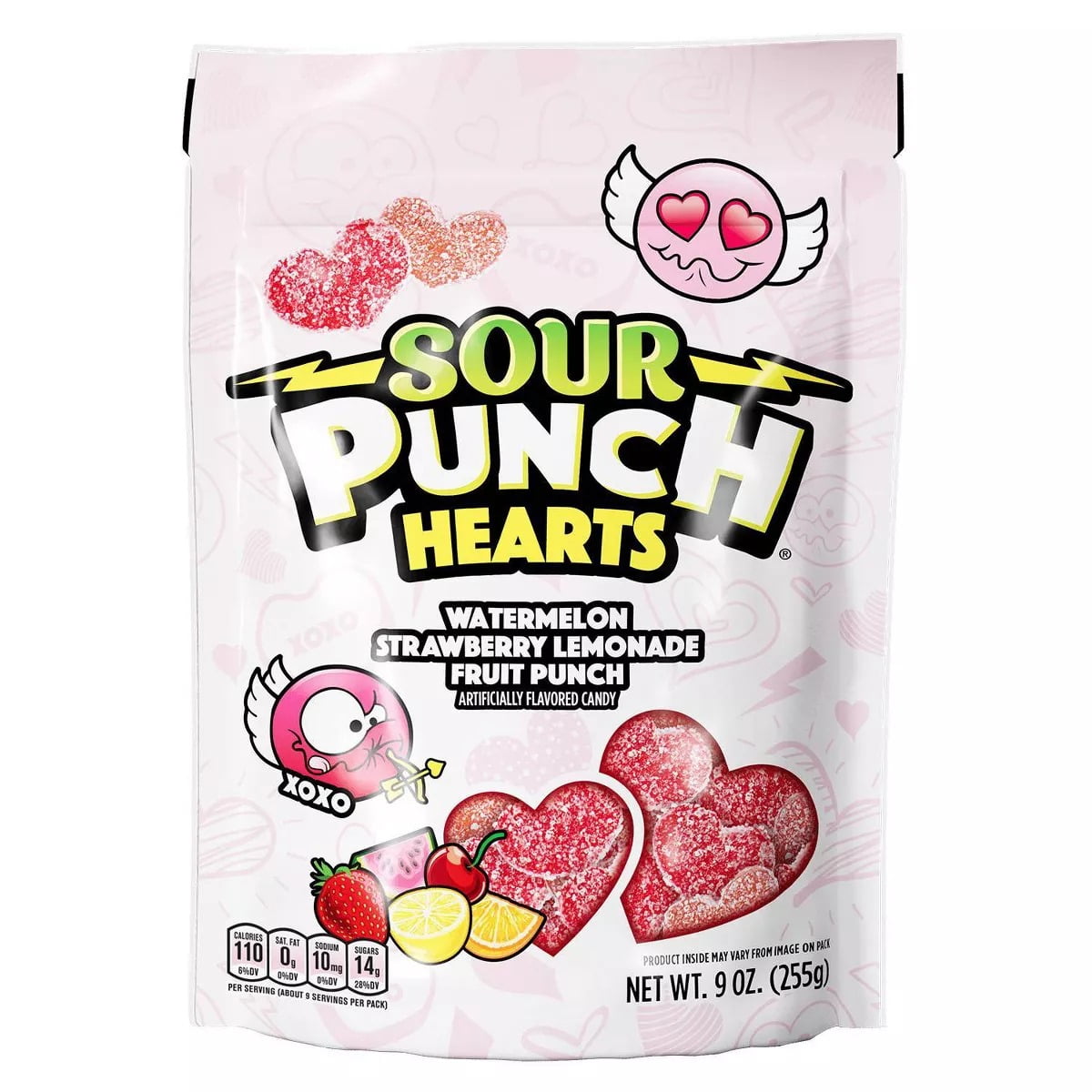Sour Punch Valentine's Day Heart-Shaped Candy Bag, 9oz, Watermelon ...