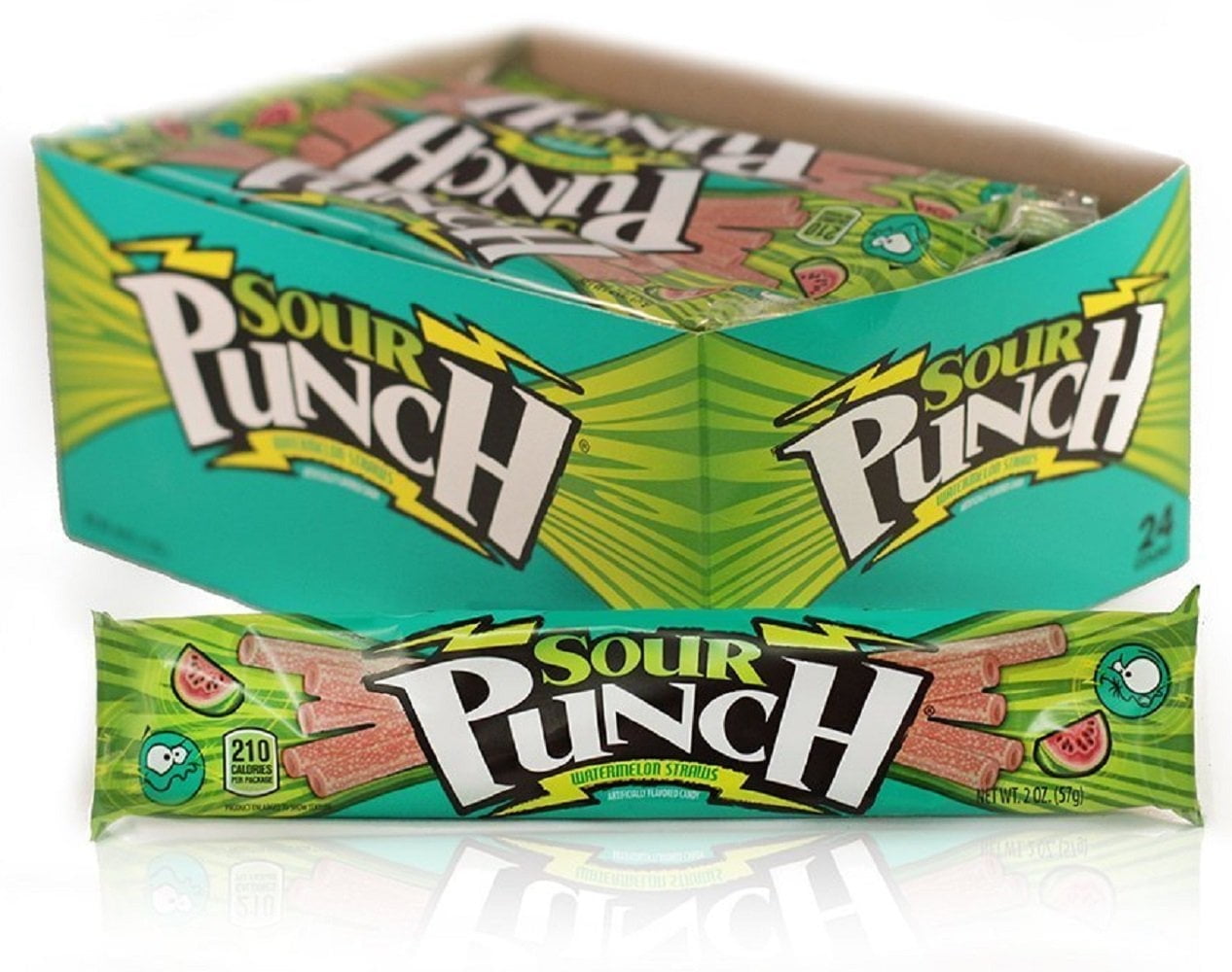 Sour Punch Watermelon Sour Straws, 2oz Tray, (24 Pack) - Walmart.com