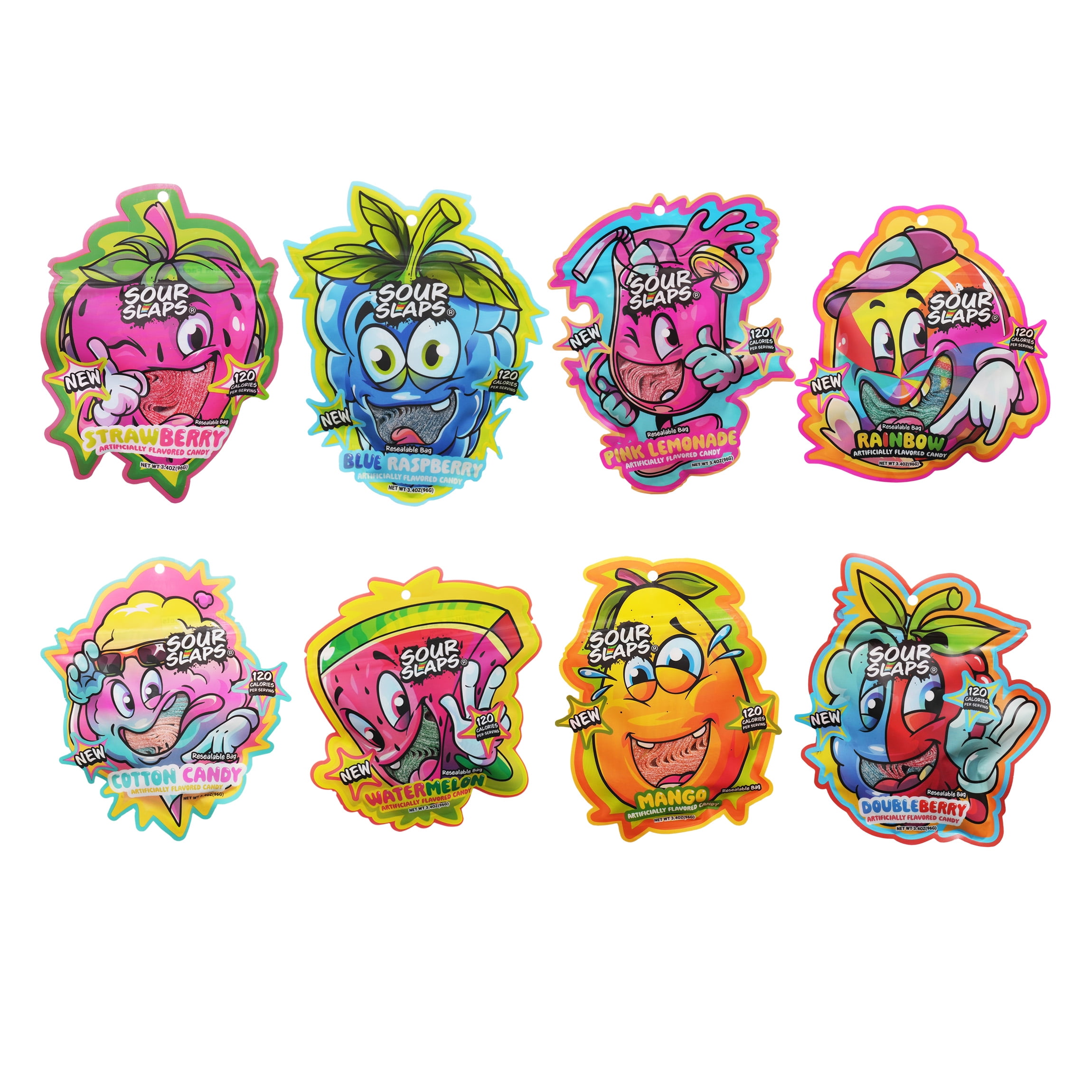 Sour Slaps 7-Pack Flavored Sour Candy Belts - Deliciously Sour, Fresh & Chewy, Extreme Sour Kick ...