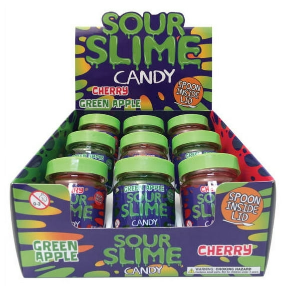 Sour Slime Candy 3.5 Ounce Jars, Sour Green Apple & Soup Cherry Flavors ...