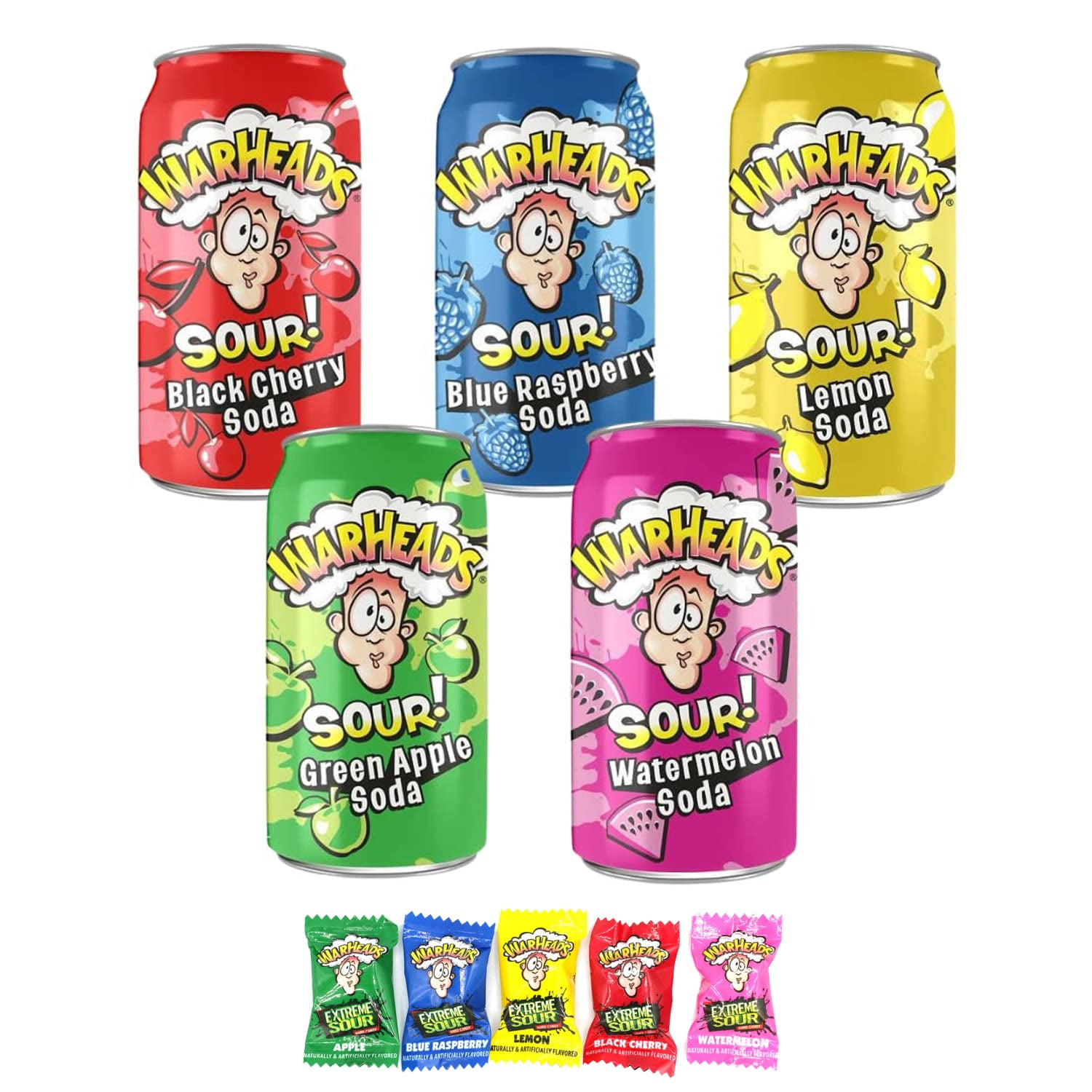 Sour Soda Variety Pack, Five - 12 oz. Cans Extreme Sour Cy - Blue ...