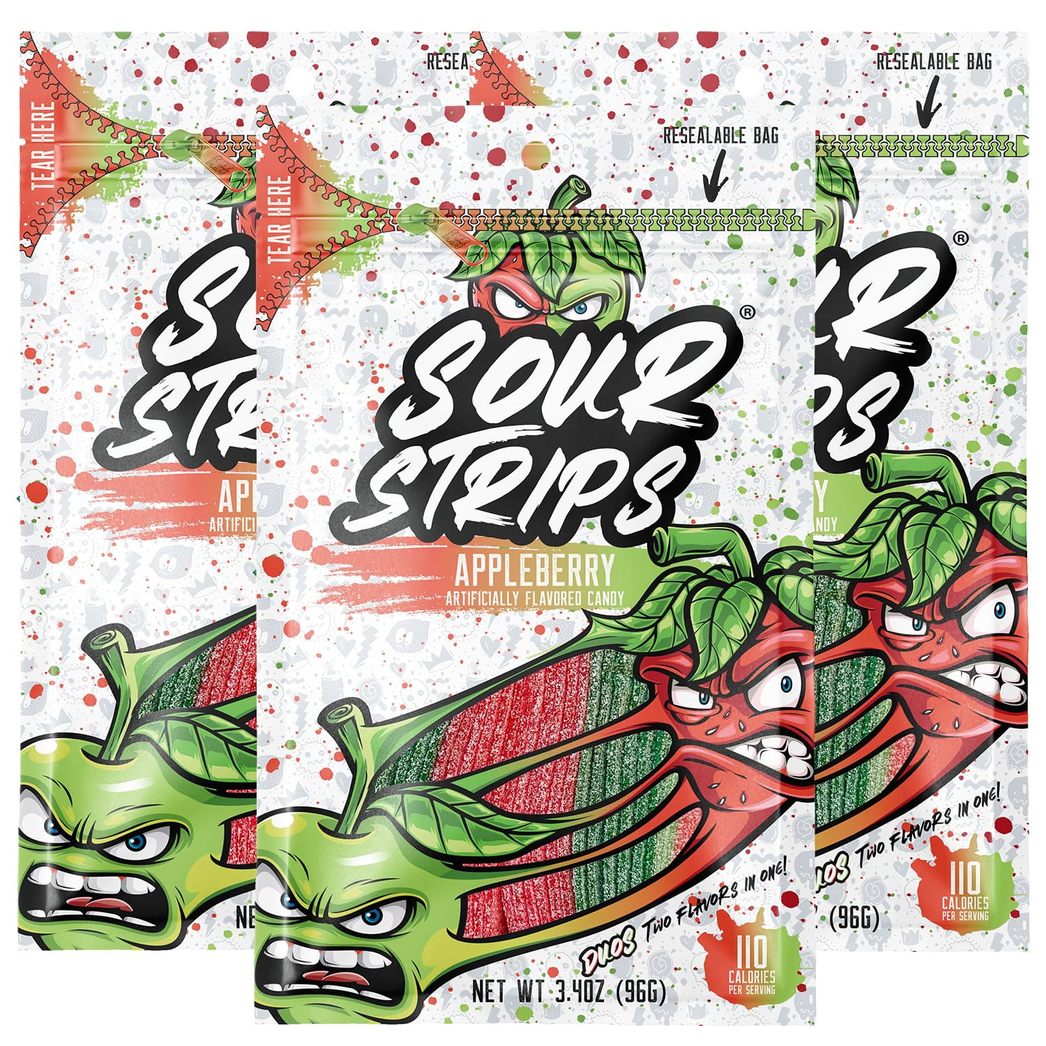 Sour Strips Flavored Sour AKF18 Candy Strips, Deliciously Sour Chewy ...