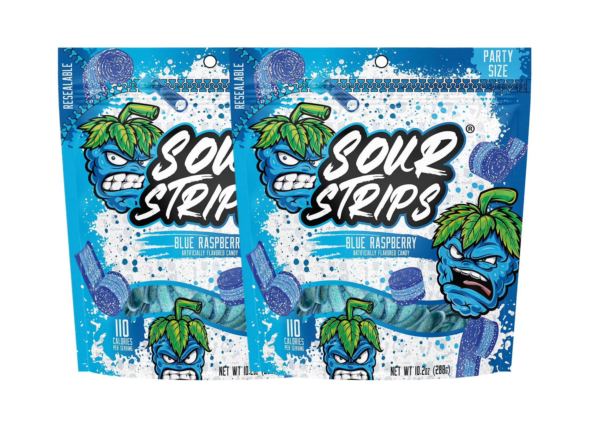 Sour Strips Sour Candy BCF26 Belts, Blue Raspberry Resealable Candy ...