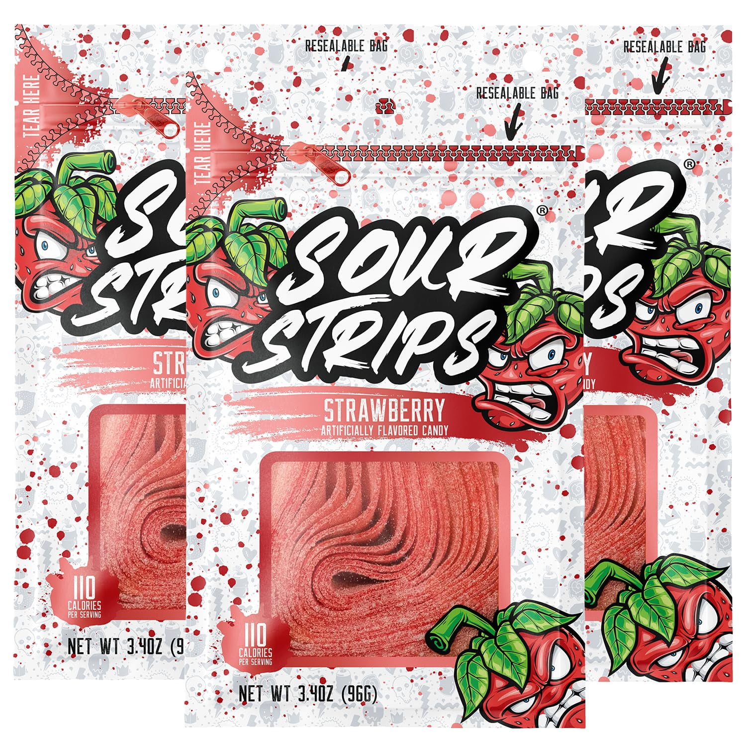 Sour Strips Flavored Sour Candy Strips, Deliciously Sour Chewy Candy ...