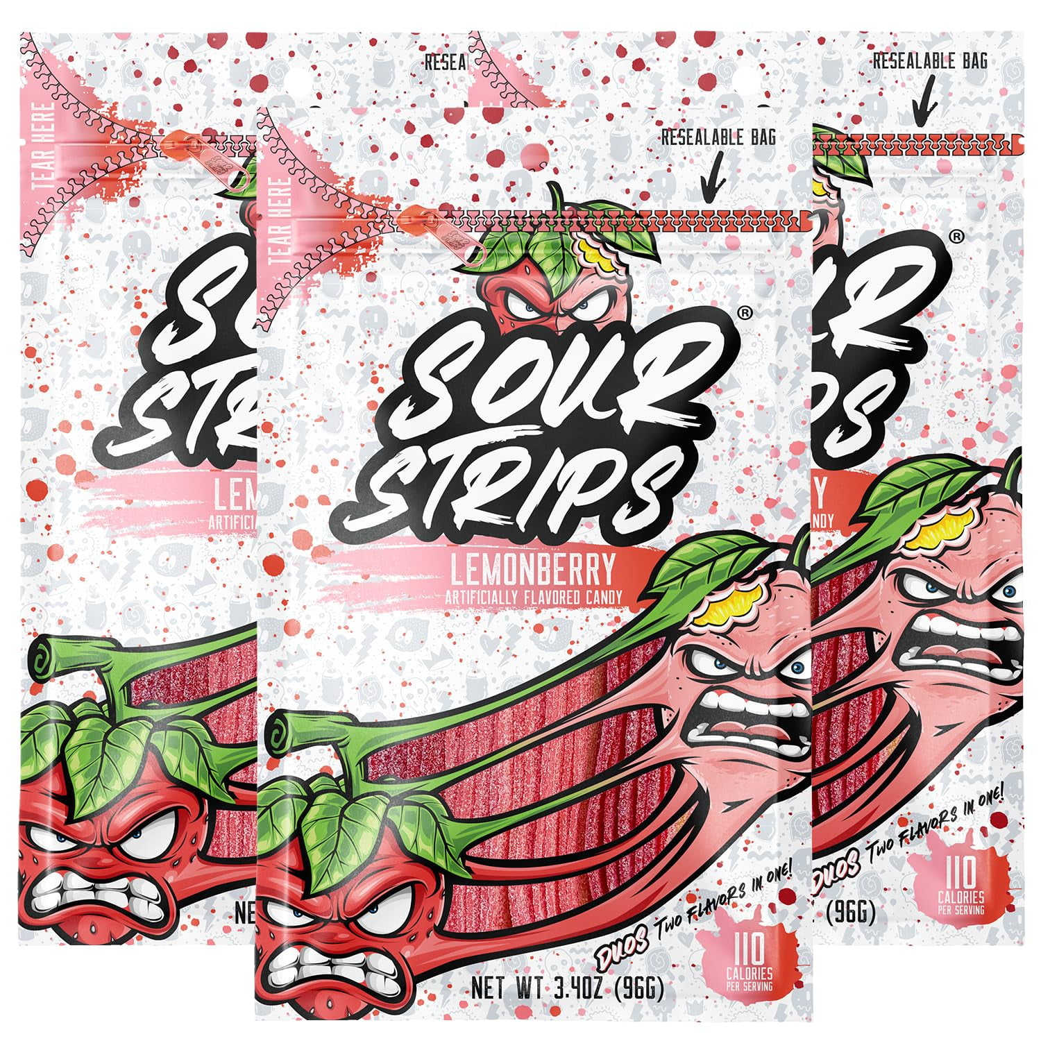 Sour Strips Flavored Sour DMF15 Candy Strips, Deliciously Sour Chewy ...