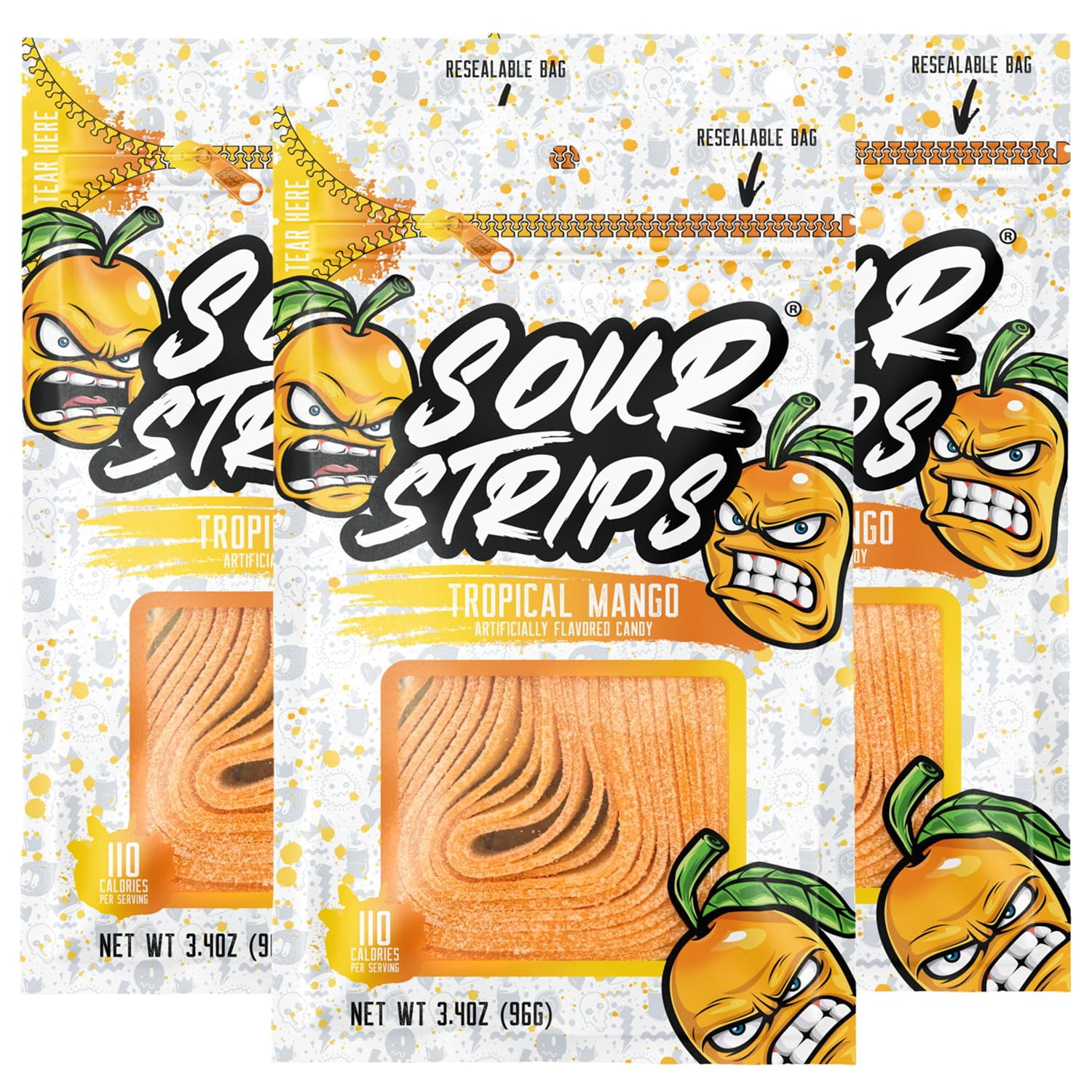 Sour Strips Flavored Sour DMF15 Candy Strips, Deliciously Sour Chewy ...