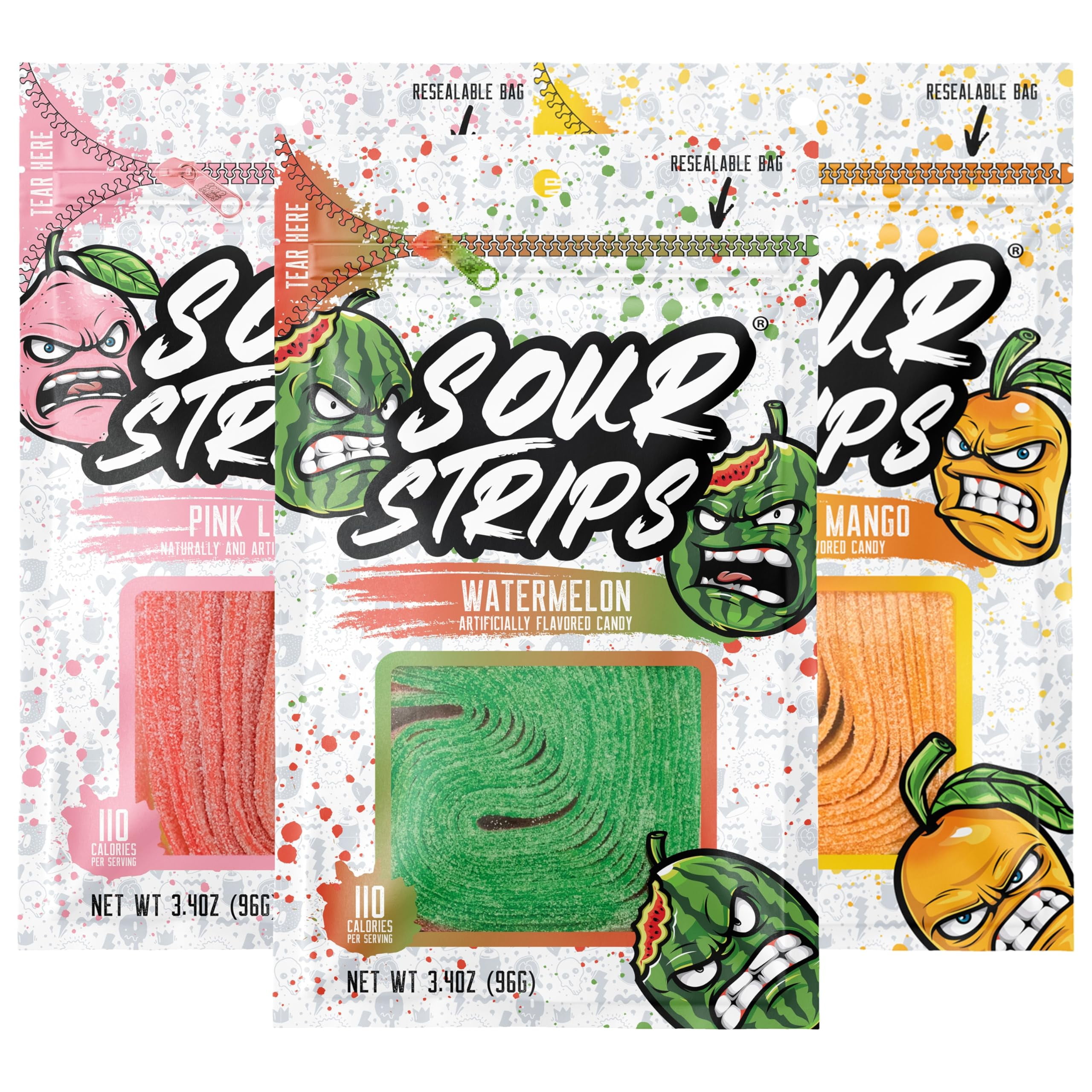 Sour Strips Flavored Sour MZF22 Candy Strips, Deliciously Sour Chewy ...