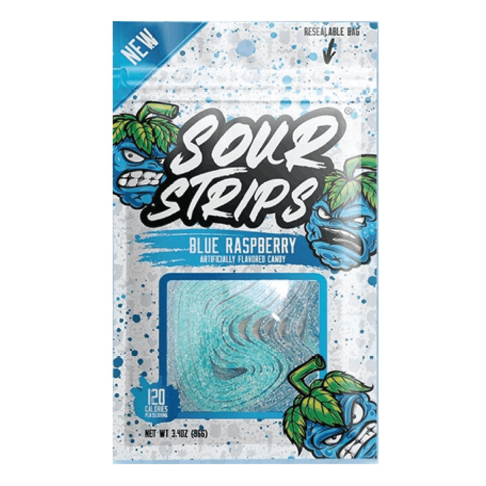 Sour Strips New Blue Raspberry Flavor Sour Candy | 3.4oz | 3 Bags ...