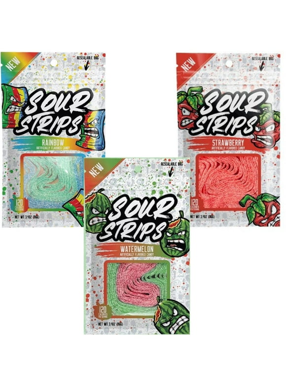 Sour Strips Sour Candy in Gummy & Chewy Candy - Walmart.com