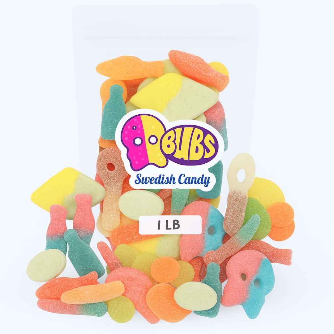 Sour Swedish Candy, includes ESF27 Bubs, 1 lb, Original Sweets straight ...