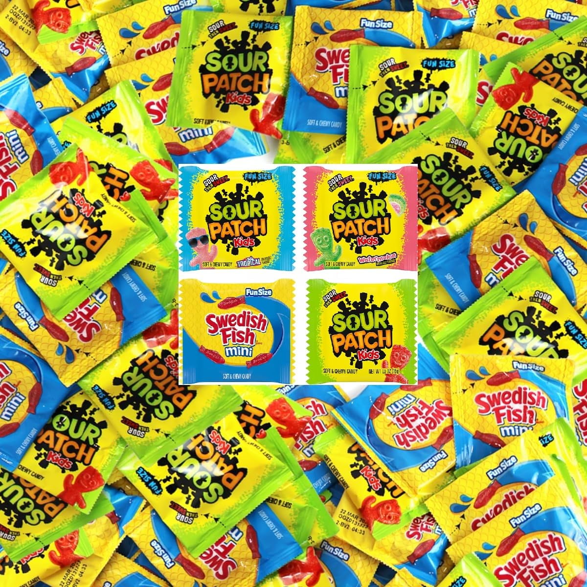 SourPatch Kids & Swedish BCF26 Fish Variety Pack, Fun Size Individually ...