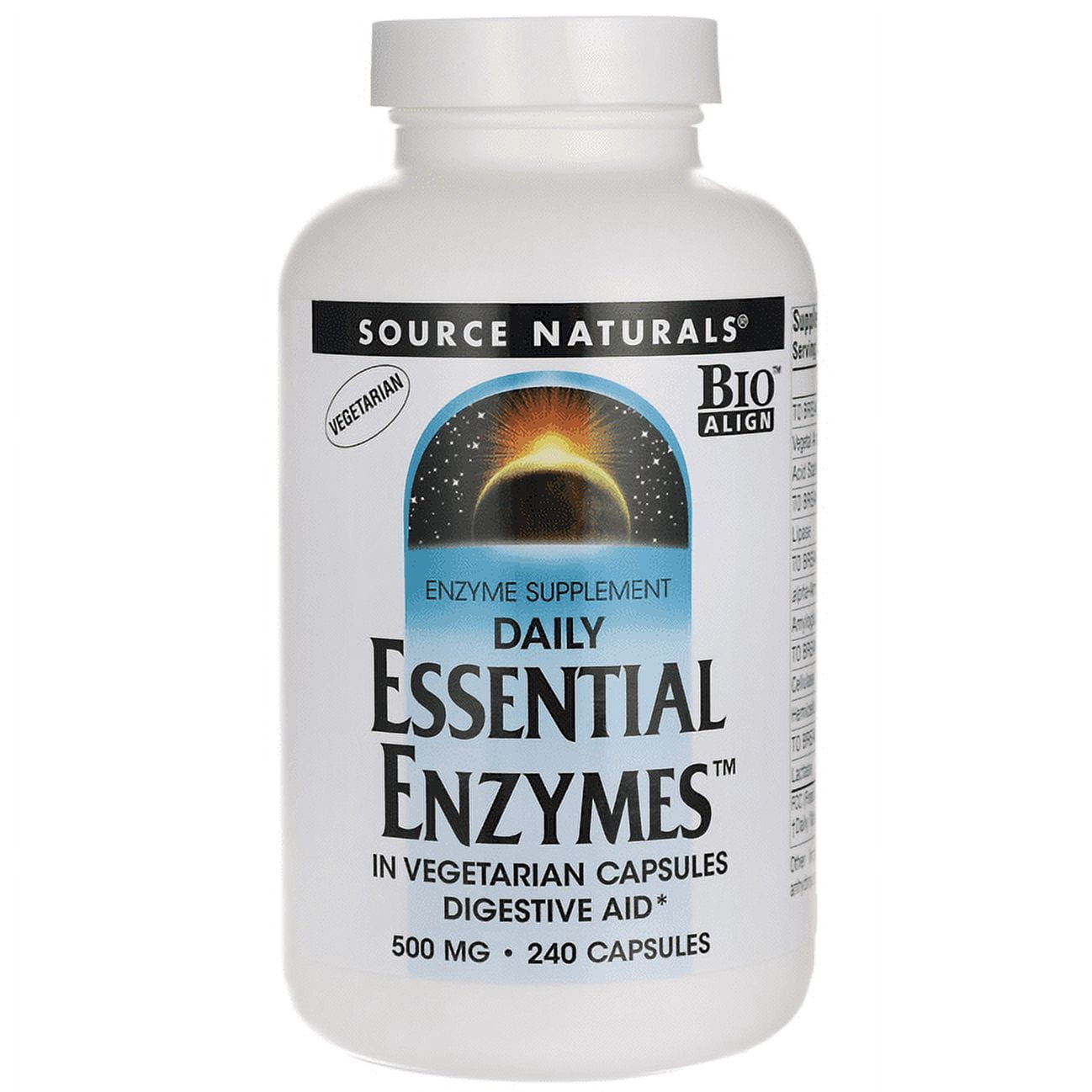 Source Naturals Daily Essential Enzymes, 500 mg, 240 Digestive Dietary ...