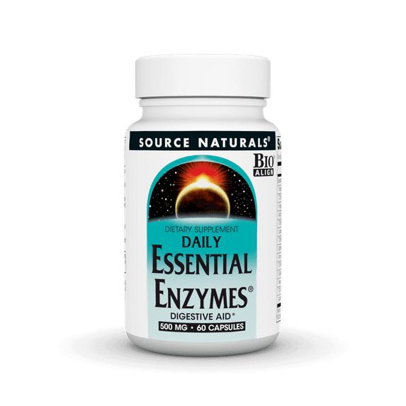 Source Naturals Essential Enzymes 500mg Bio-Aligned Supplement, 60 ...