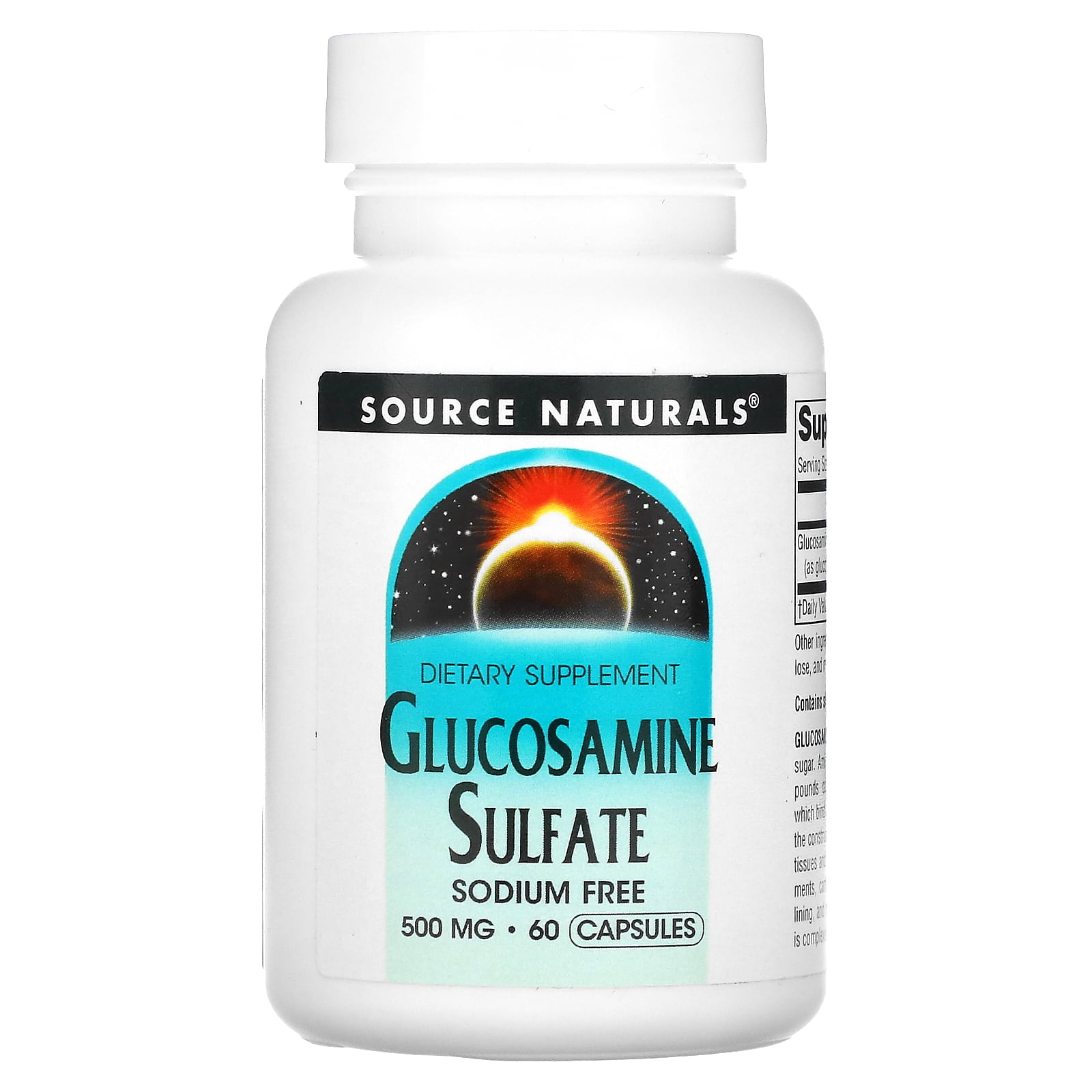 Source Naturals, Inc. Glucosamine Sulphate 500mg 60 Capsule - Walmart.com
