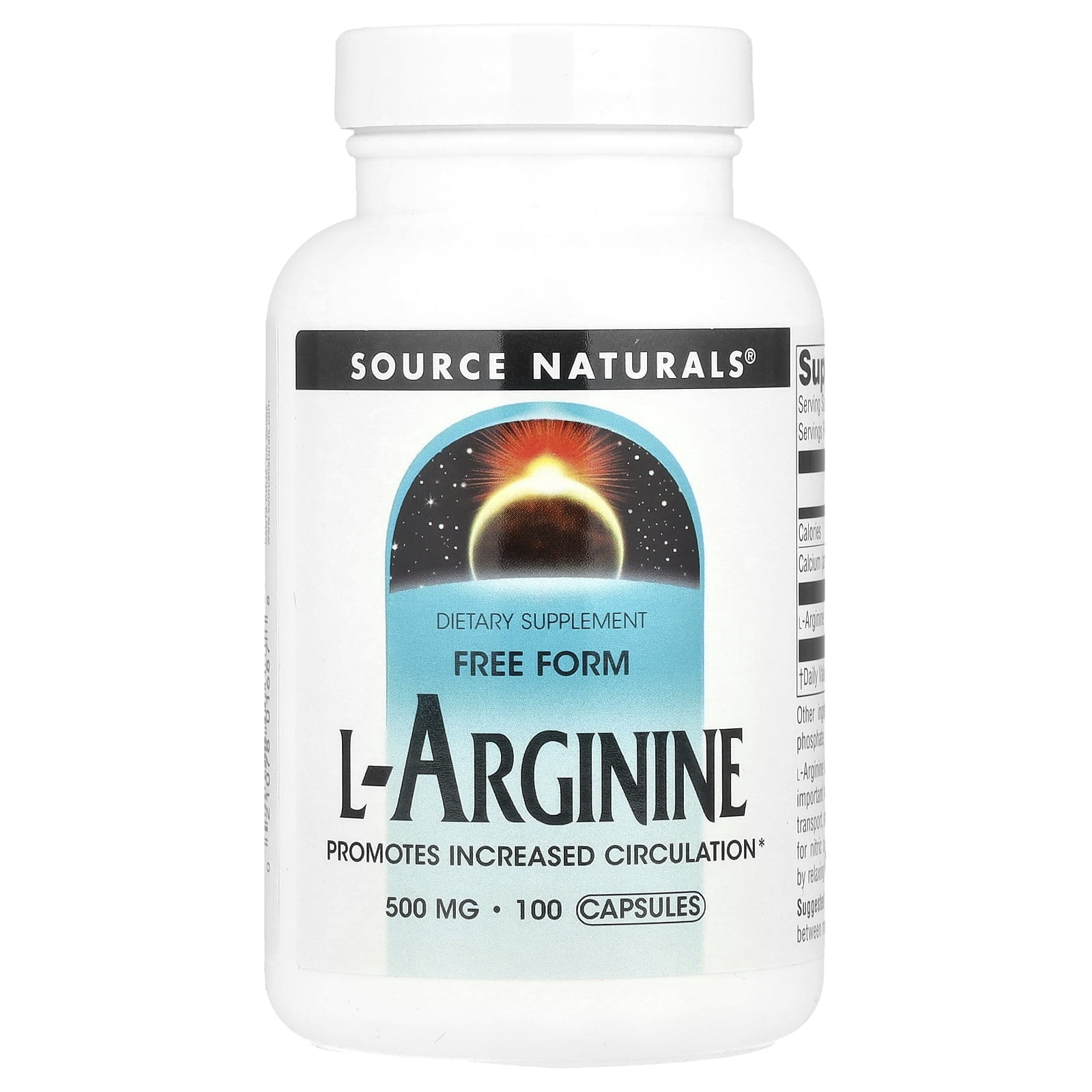Source Naturals L-Arginine 500 mg - 100 Capsule - Walmart.com
