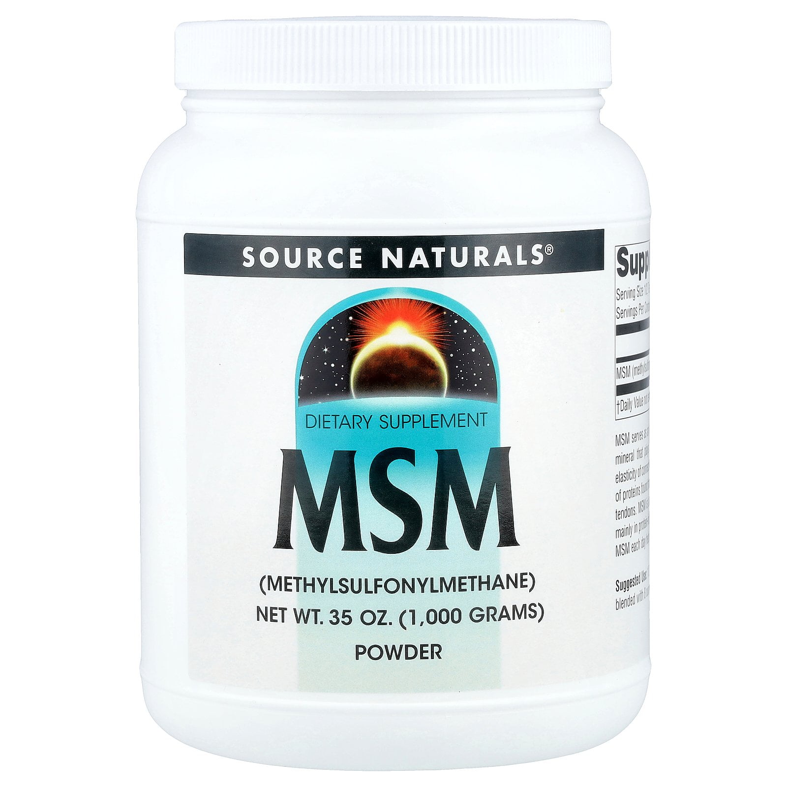Source Naturals MSM (Methylsulfonylmethane) Net WT. 35 Ounce (1,000 ...