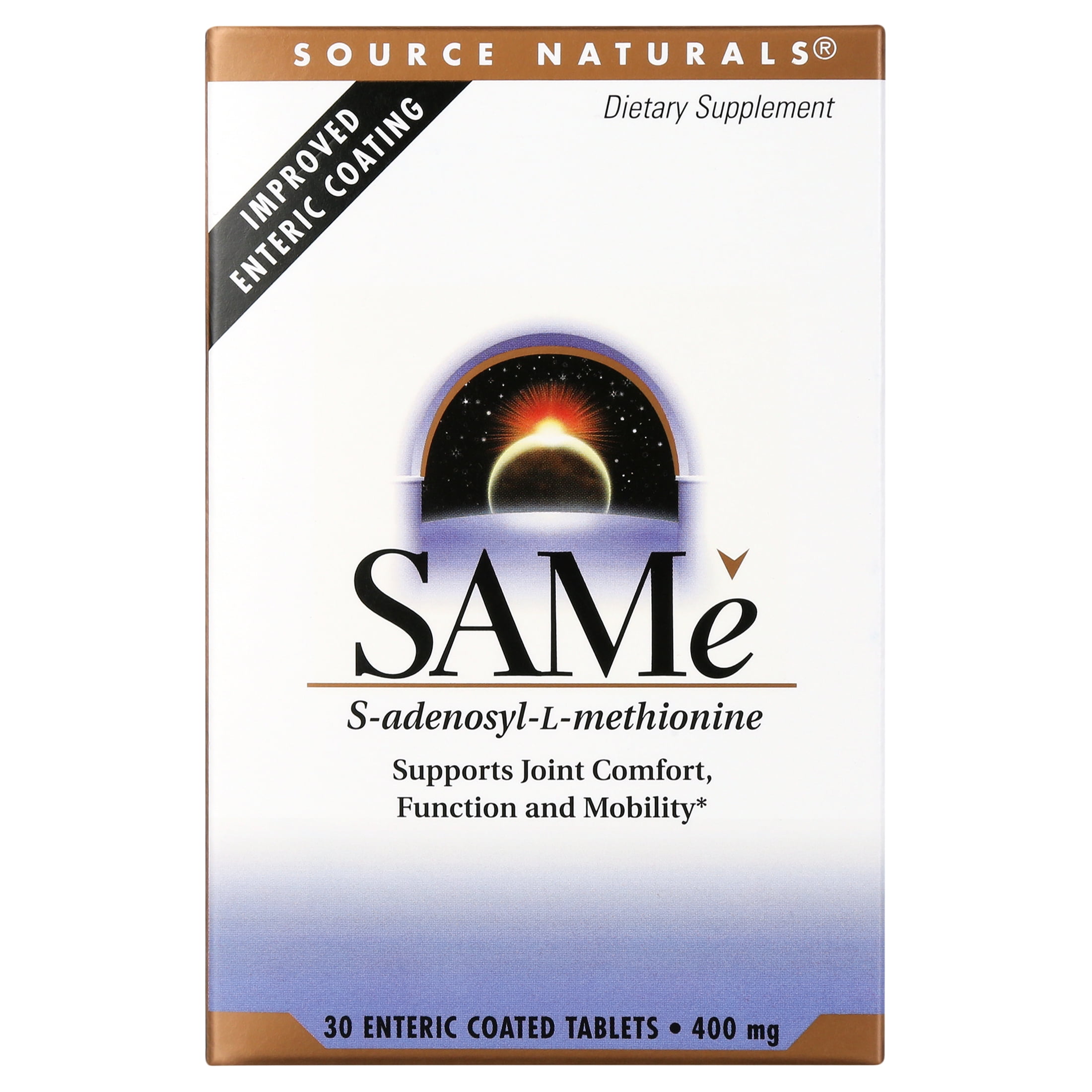 Source Naturals SAMe 400mg S-Adenosyl-L-Methionine Enteric-Coated, 30 ...