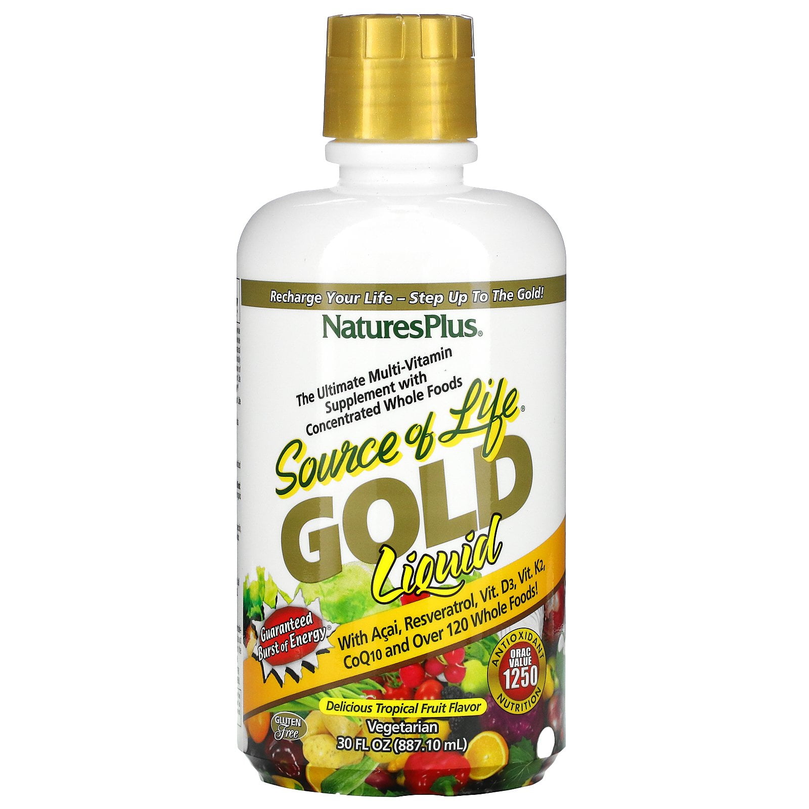 Nature's Plus Source of Life Gold Liquid Multivitamin, Whole Food ...