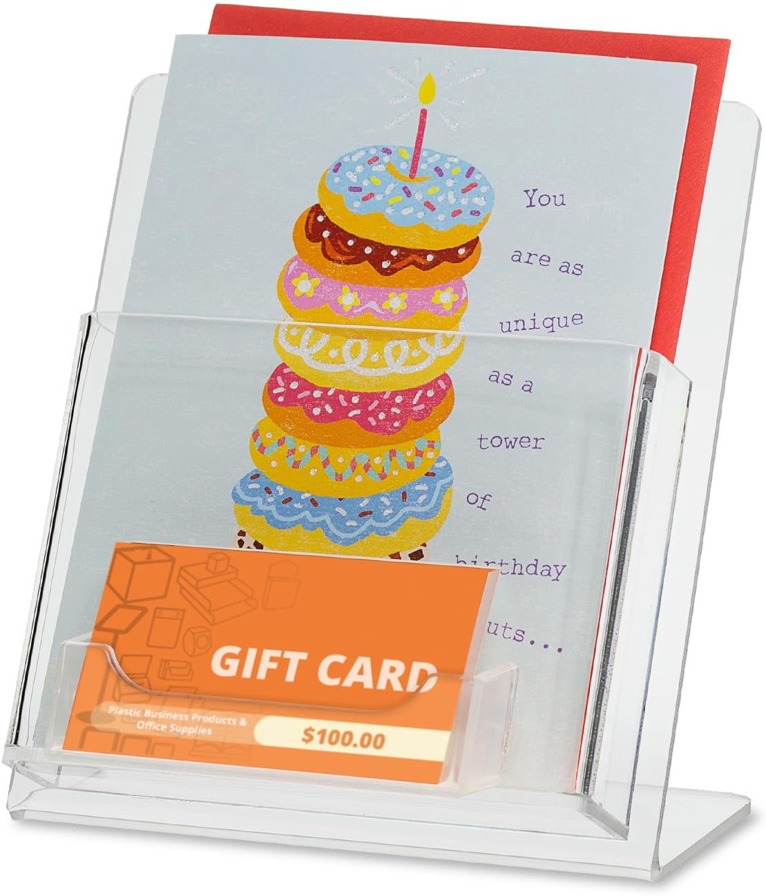 Source One Deluxe Clear Acrylic Countertop Greeting Card Display 1 & 3 ...