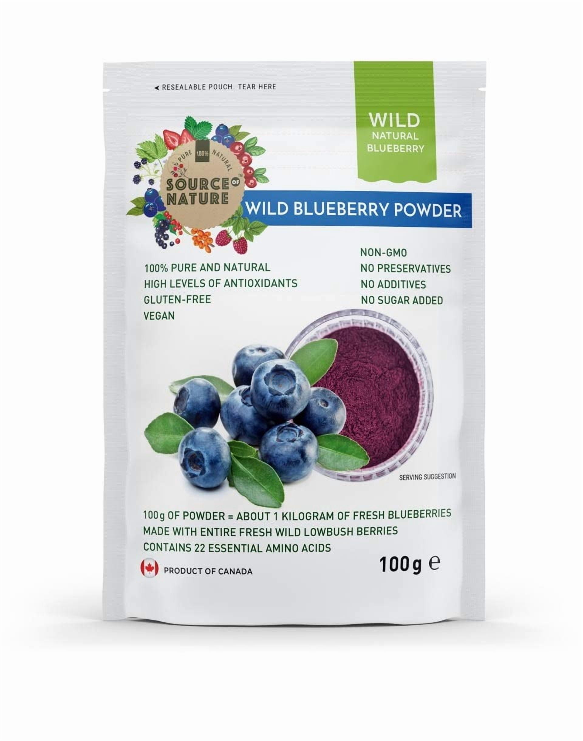 Source of Nature Wild OKA4 Blueberry Powder 3.5 oz (100g) 100% Whole ...