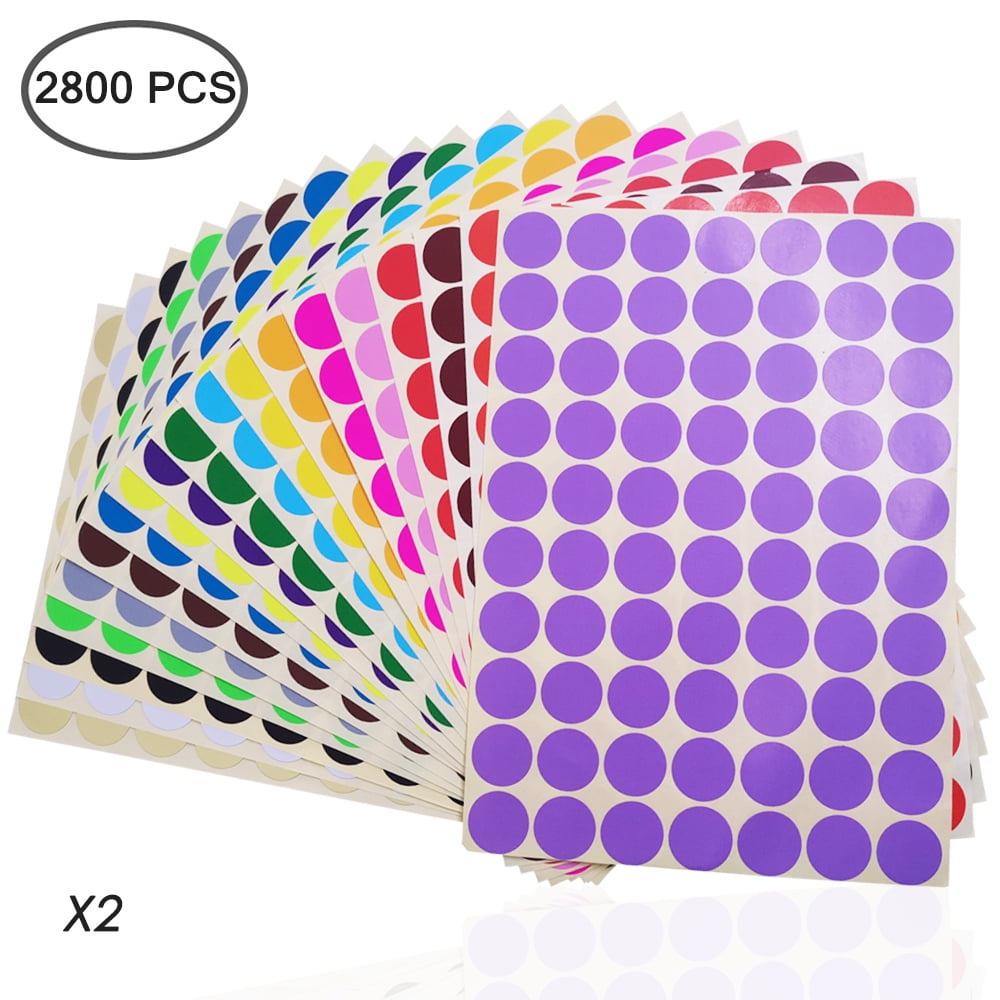 SourceTon 2800-Pack 3/4 Inch Round Color Coding Dots - 20 Vibrant Neon ...