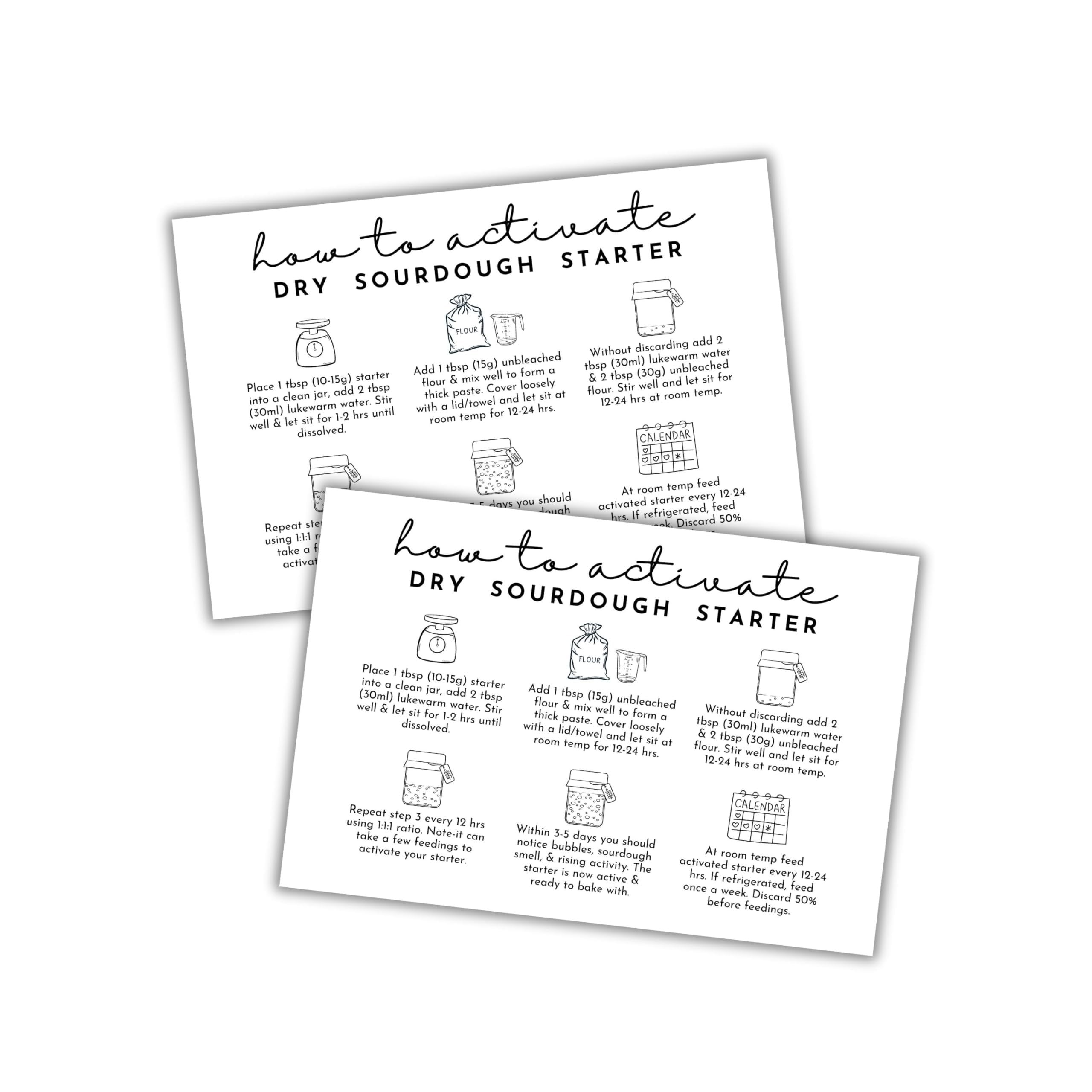 Sourdough How To Activate Instruction Care Cards 30pk 4x6 Starter ...