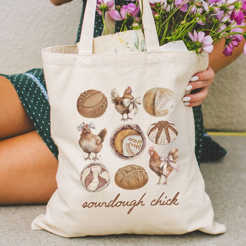 Sourdough Baking Gifts Tote, Cottagecore Homestead Canvas, Farmers ...