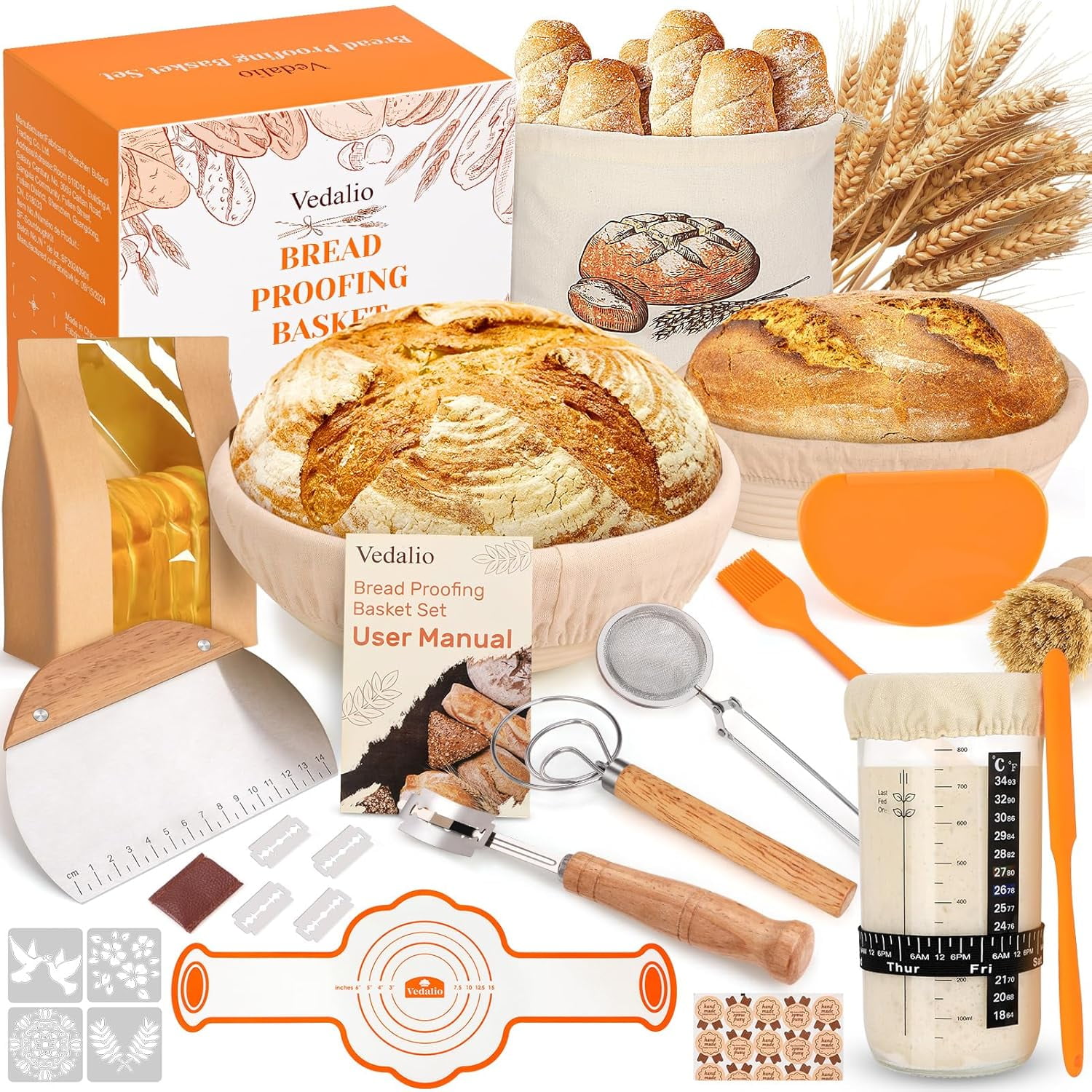 Sourdough Bread Baking Supplies, Sourdough Starter Kit, Bread Proofing Basket, Bread Making ...