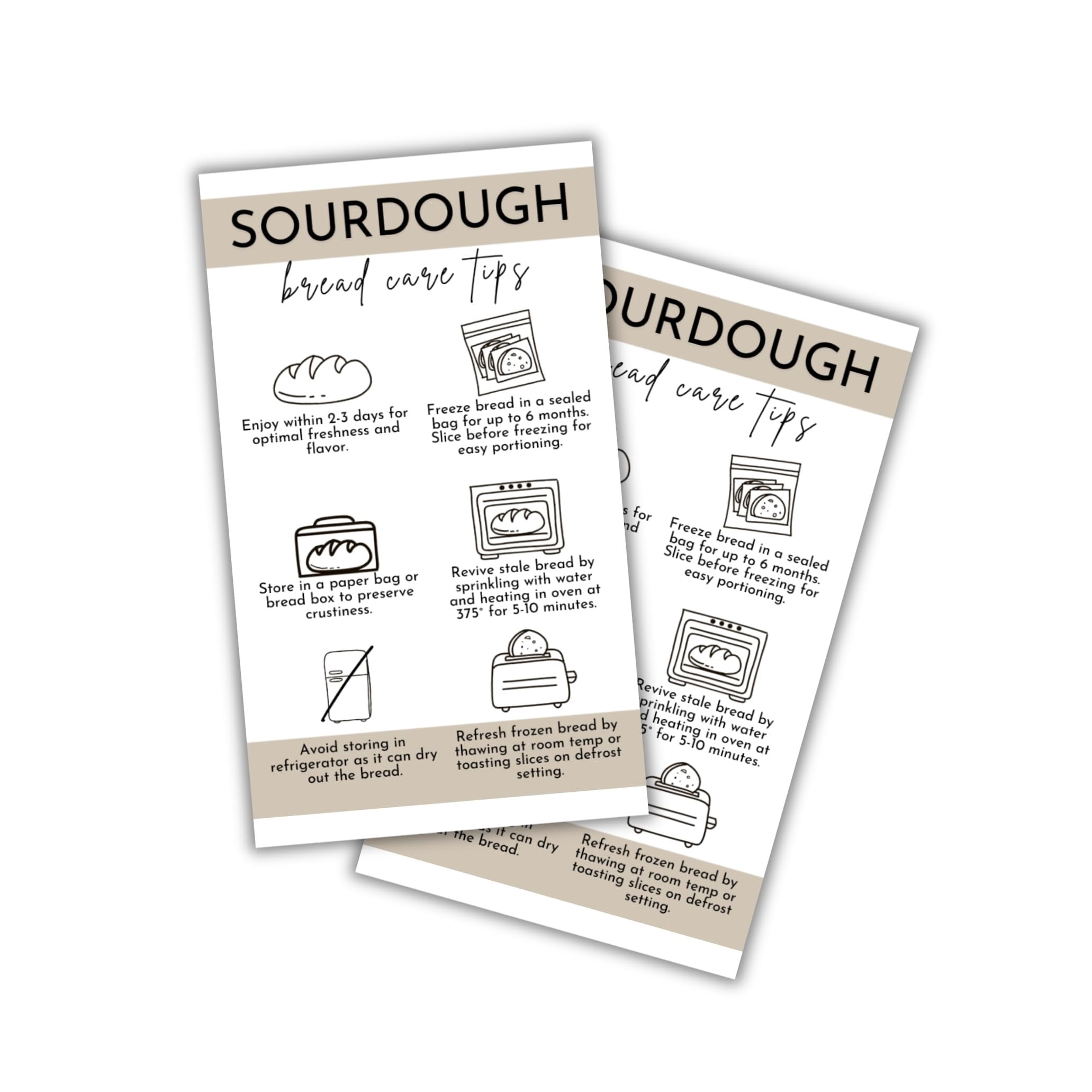 Sourdough Bread Care Instructions Cards Tips and Tricks 50pk 2x3.5 ...