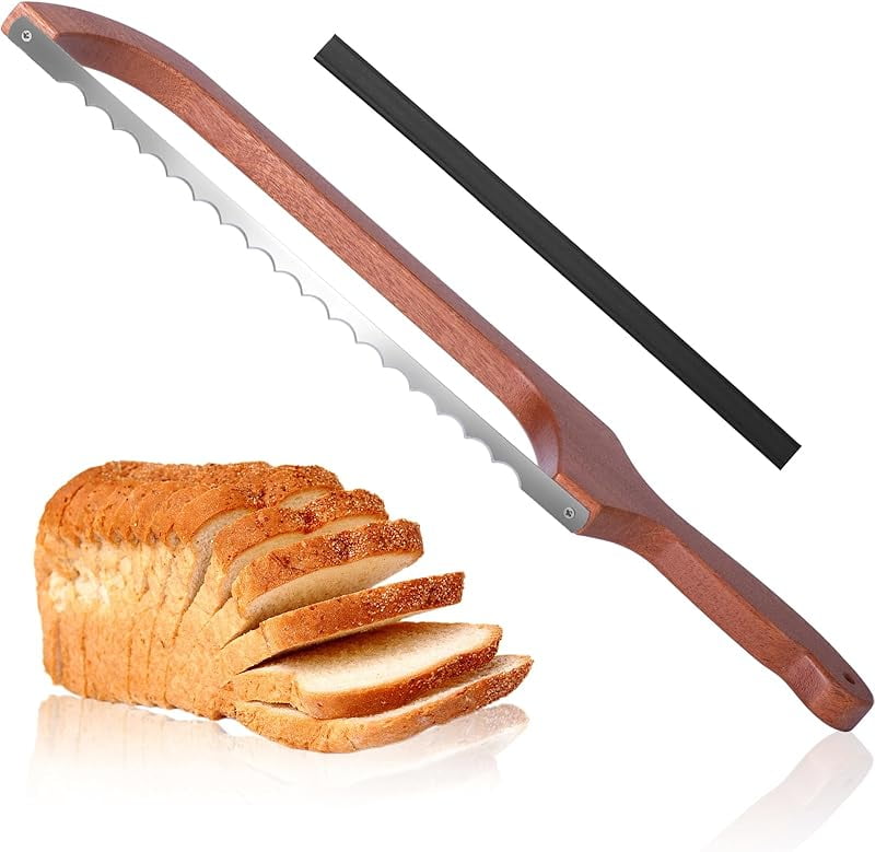 Sourdough Bread Knife 3rd Generation Upgrade, Wooden Bread Slicer for ...