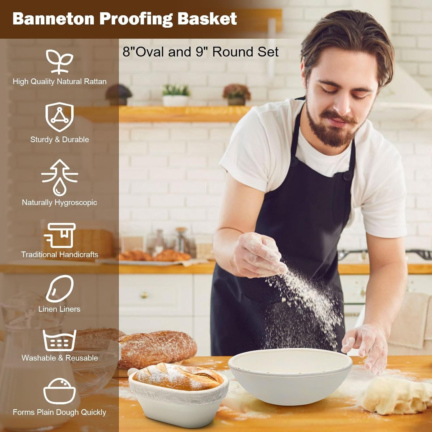 Sourdough Bread Making Baking Kit, jtsp Sourdough Starter Kit-8 Inch ...