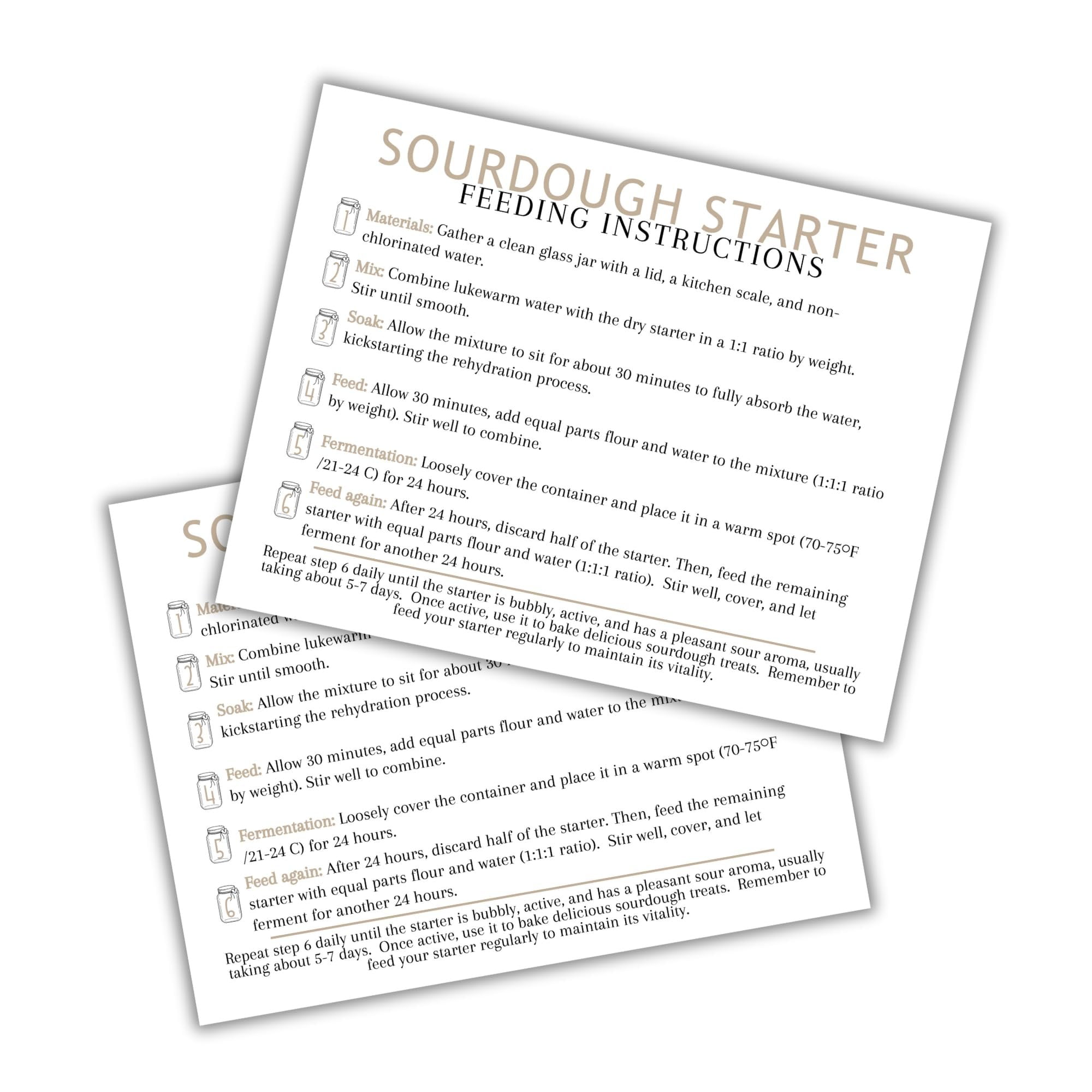 Sourdough Starter Feeding Care Instruction Cards 30pk 4.25x5.5 Starter ...