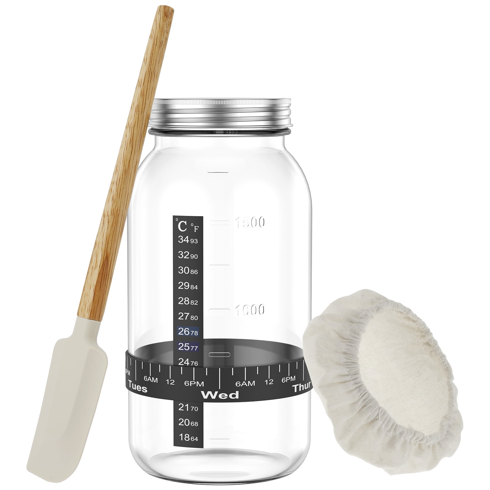 Sourdough Starter Jar Kit 64 oz Large Capacity Reusable Sourdough ...