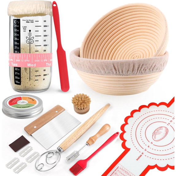 Sourdough Starter Kit, Banneton Bread Proofing Basket, 8.5Inch Proofing ...