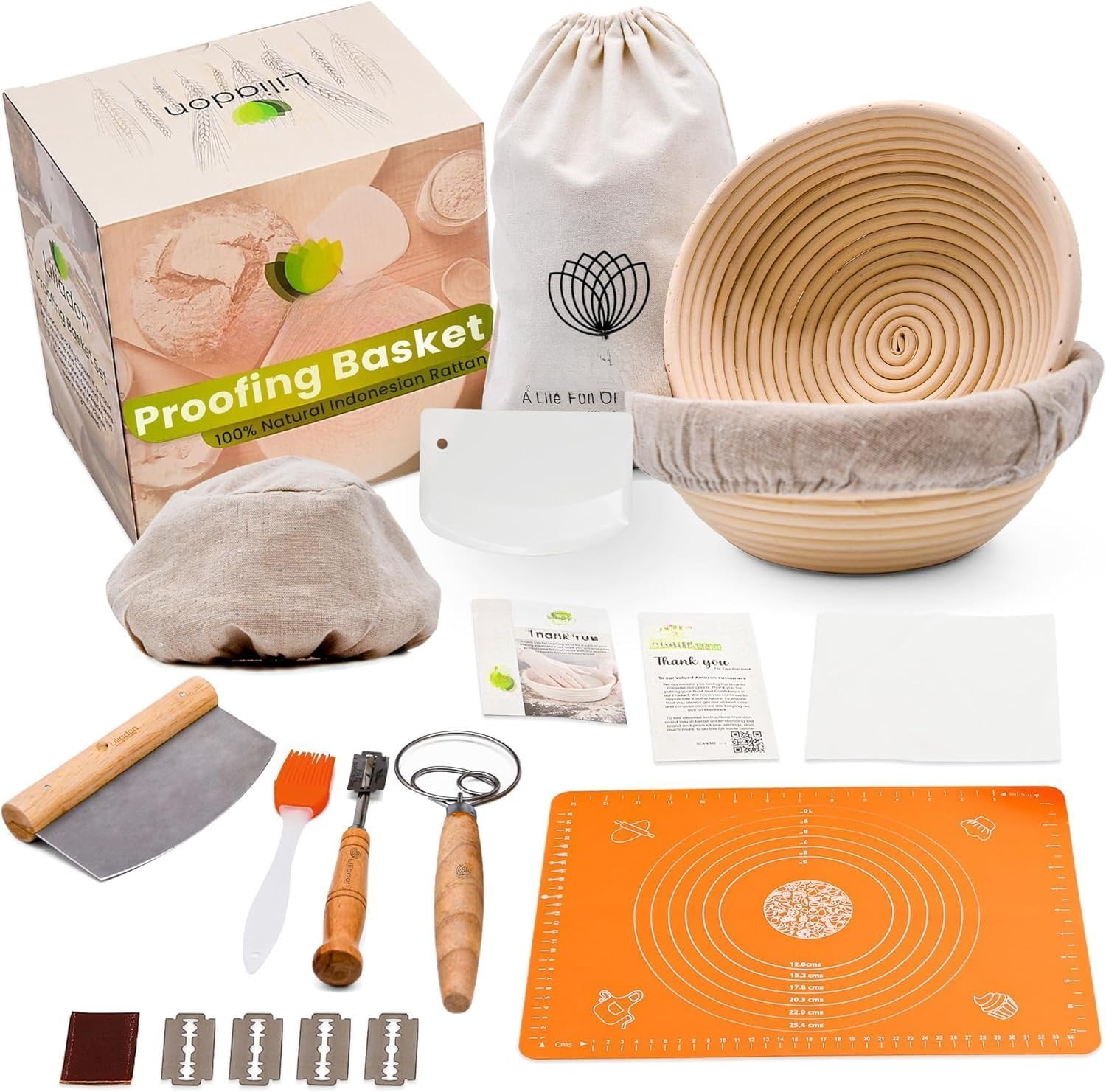 Sourdough Starter Kit - Bread Proofing Basket Set - Baking Accessories ...