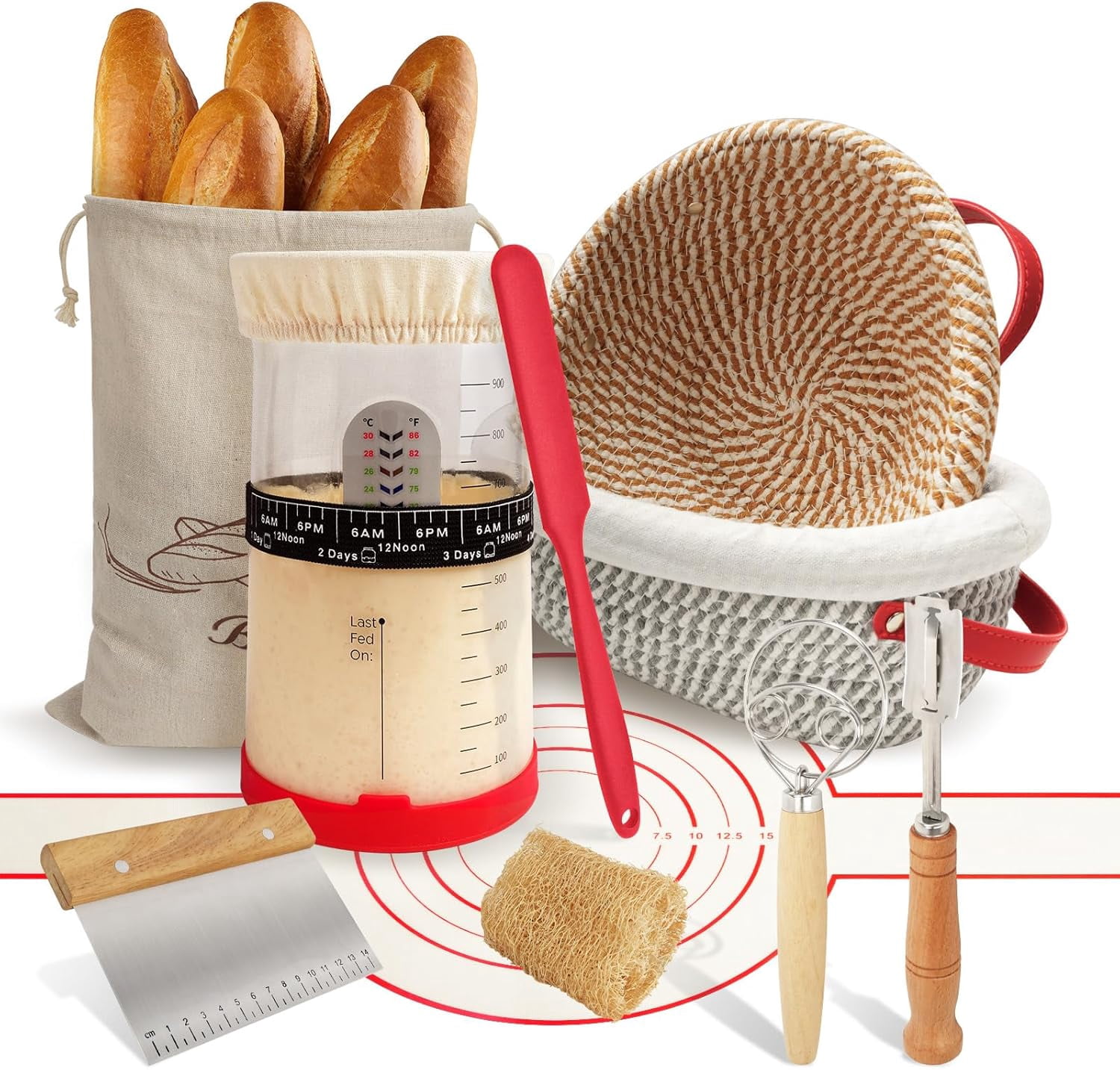 Sourdough Starter Kit - Round & Oval Cotton Rope Banneton Bread ...