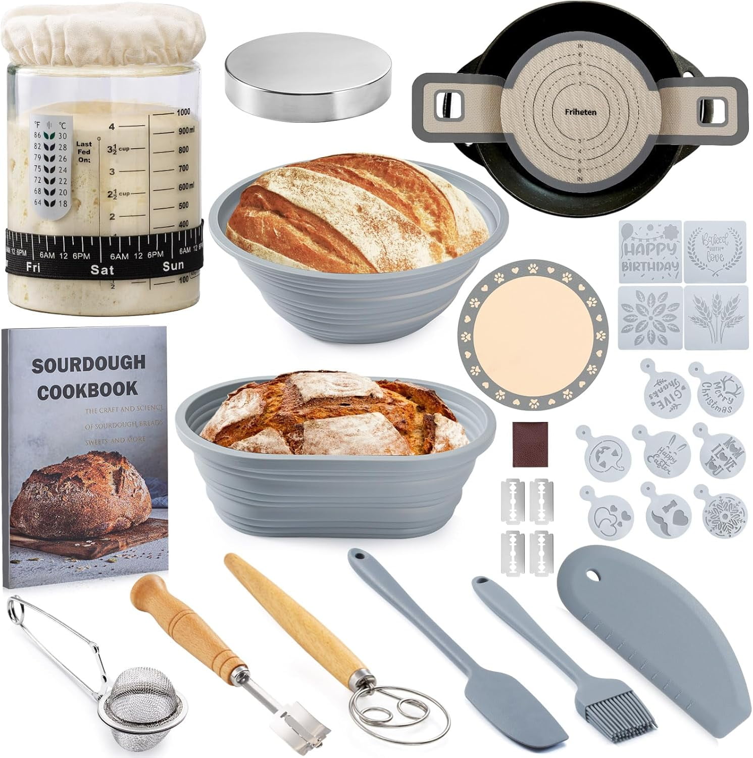 Sourdough Starter Kit, Sourdough Bread Baking Supplies, 40oz Sourdough ...