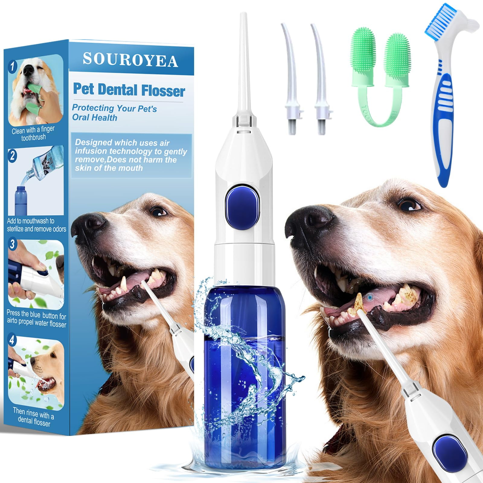 Souroyea Dog Tooth Brushing Kit - Equipped with a Pet Manual Teeth ...