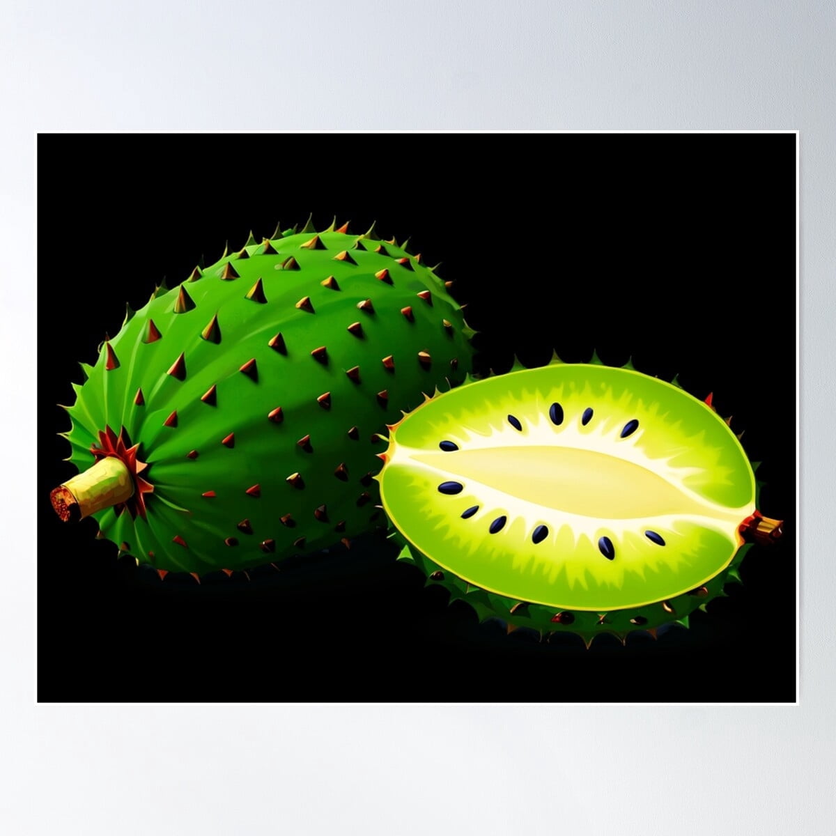Soursop Fruit, Whole And Halved Poster Wall Art UNFRAMED PAPER POSTER ...