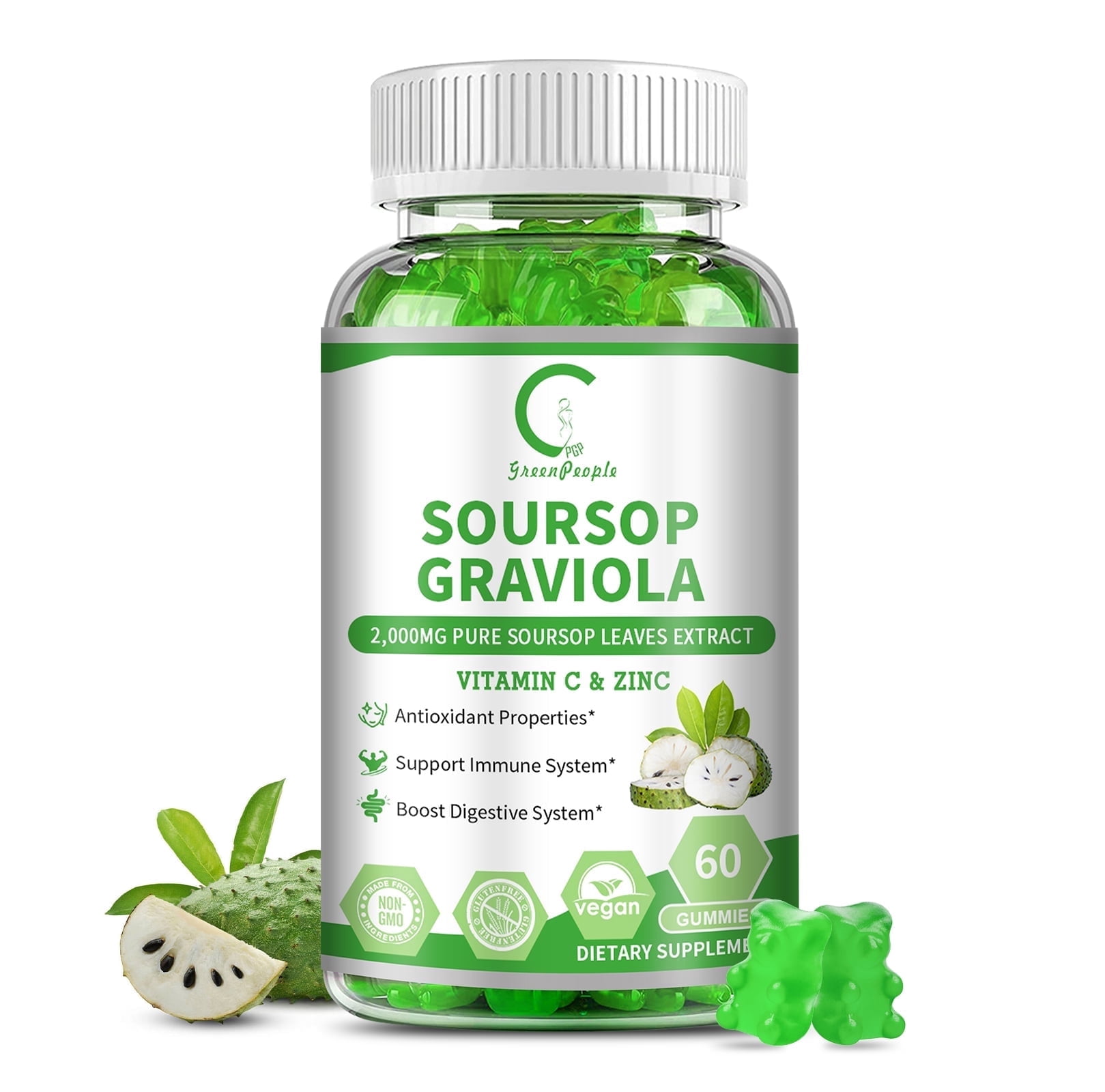 Soursop Graviola Gummies, 2000mg Organic Soursop Leaves and Seeds ...