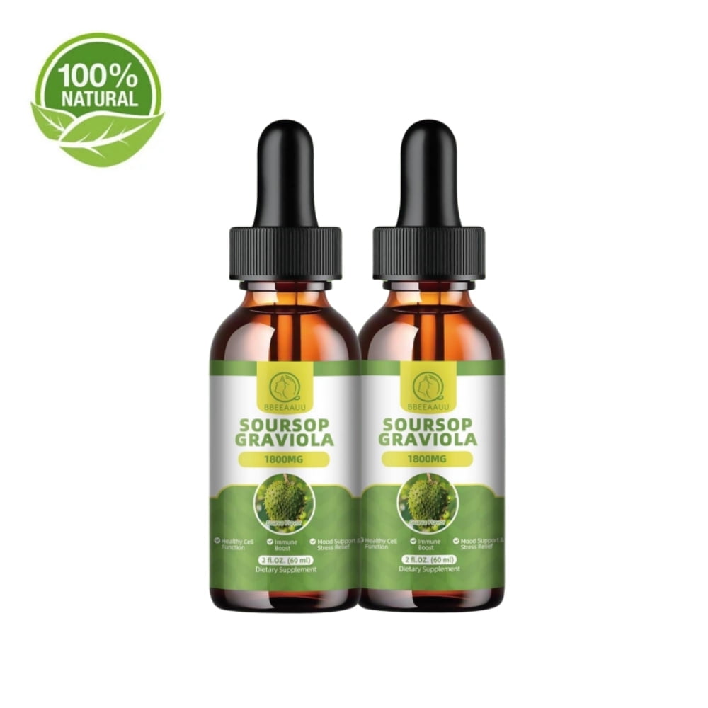 Soursop Graviola Liquid Drops 1800mg, Soursop Leaves Extract for Cell ...