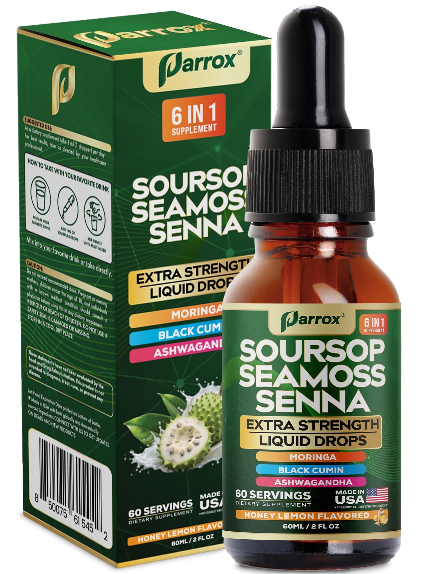 Soursop Seamoss Senna Liquid Drops with Moringa, Black Cumin Seed ...