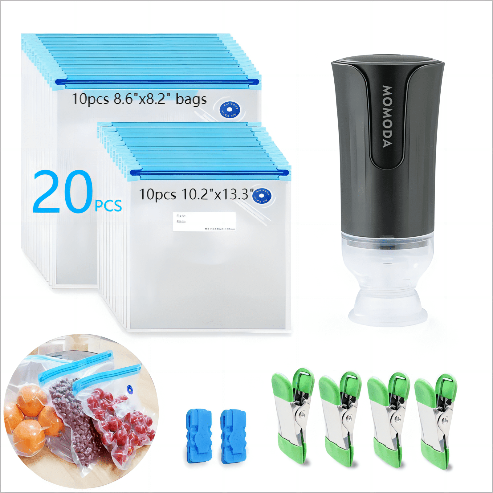 Sous Vide Cooking Bags Set of 20 - BPA-Free, Reusable, Vacuum Seal Bags ...